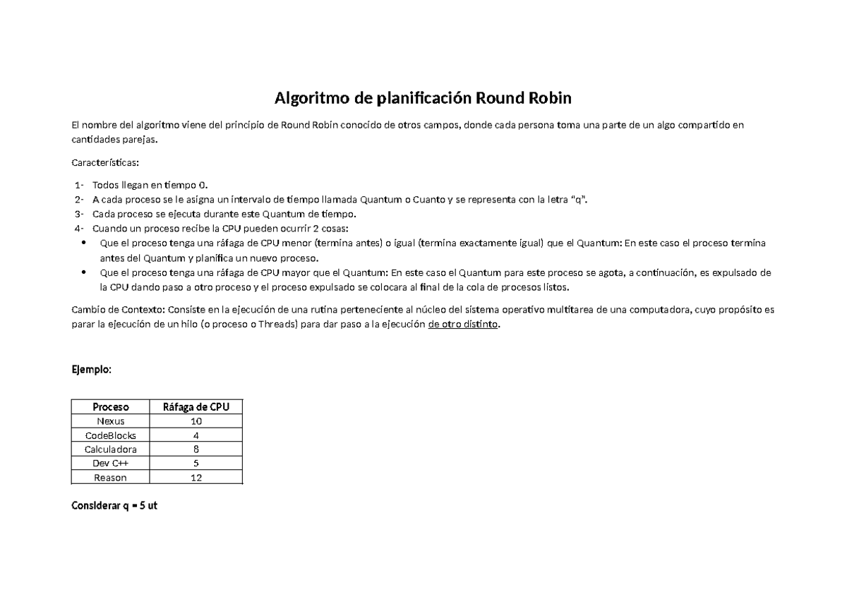 Algoritmo de planificación Round Robin - Algoritmo de planificación Round Robin El nombre del ...