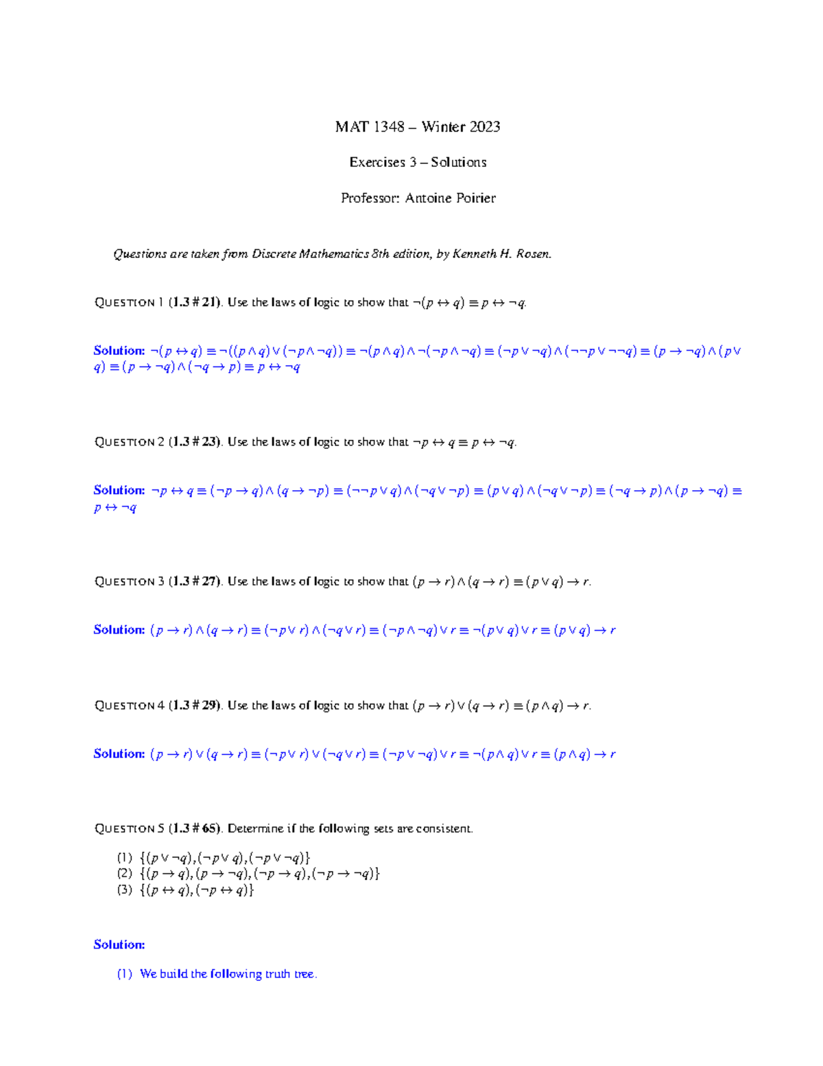 Exercises 3 - MAT 1348 – Winter 2023 Exercises 3 – Solutions Professor ...