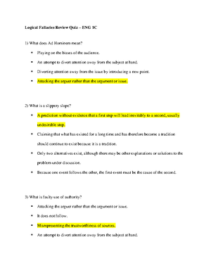 Clear Thinking in Writing - Logical Fallacies Exercise HW - Logical ...