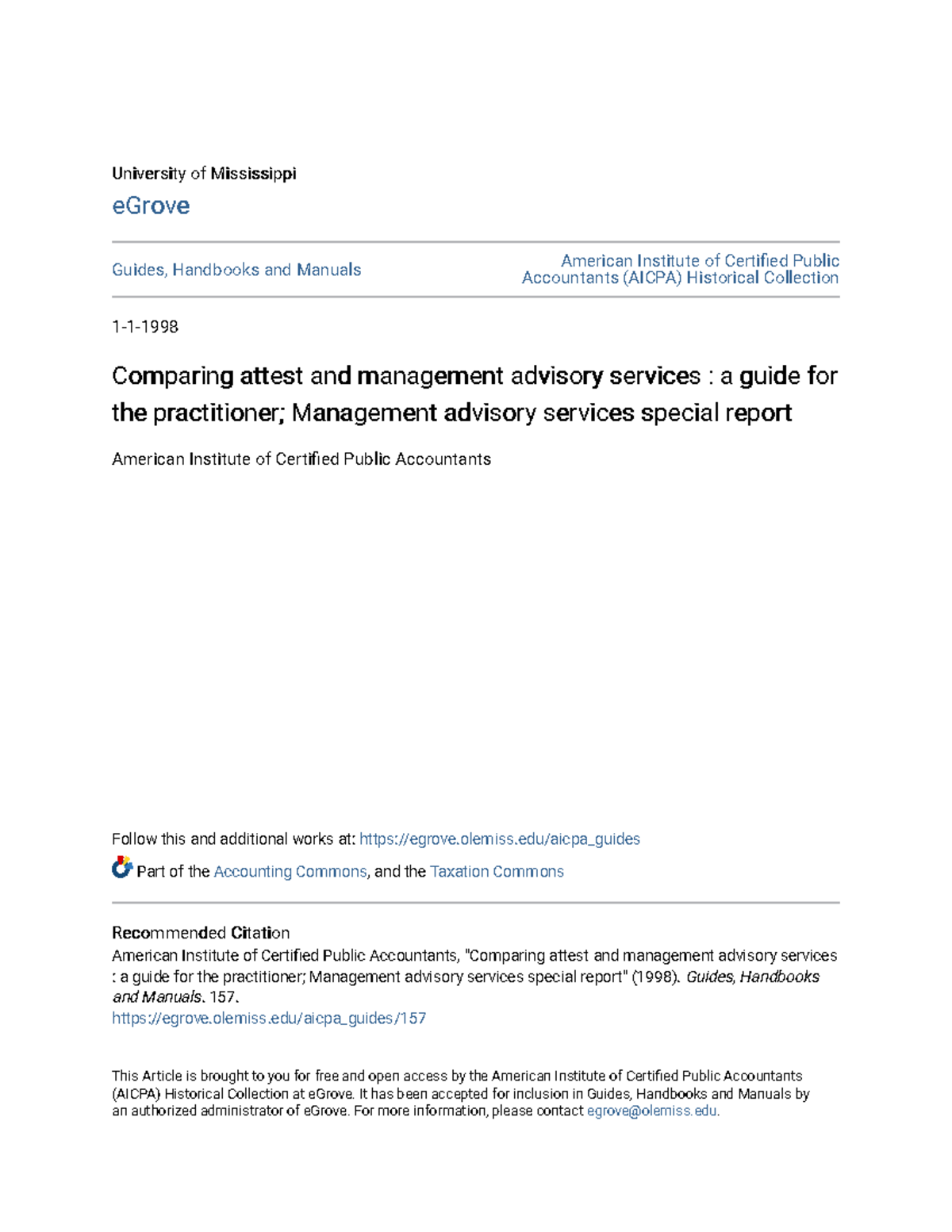 Comparing attest and management advisory services a guide for t ...