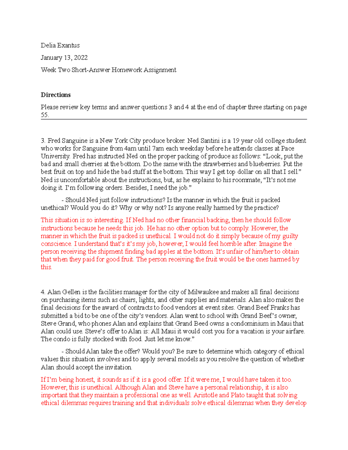 Week Two Short Answer Assignment - Delia Exantus January 13, 2022 Week ...