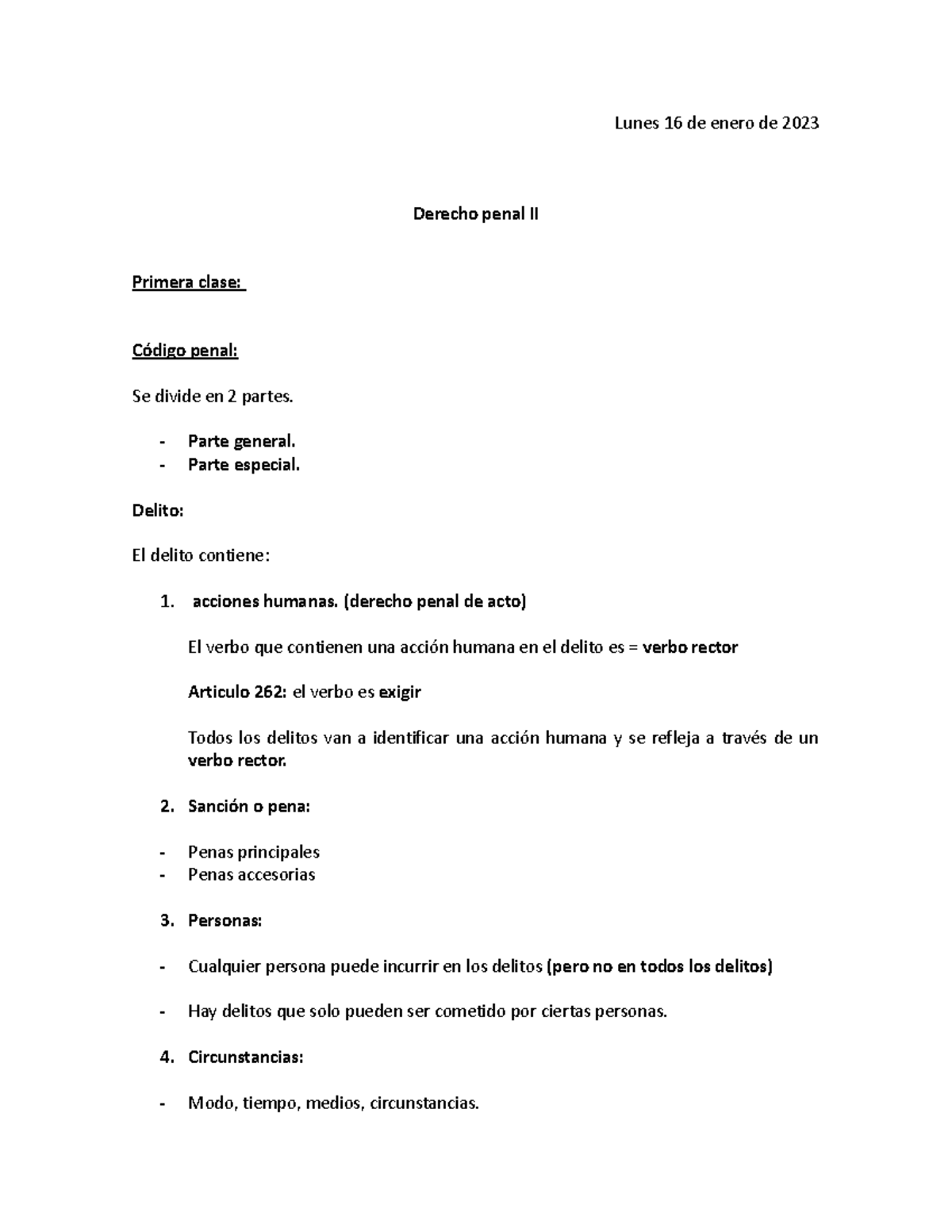 Derecho penal ii clase 1 - Lunes 16 de enero de 2023 Derecho penal II Primera clase: Código ...