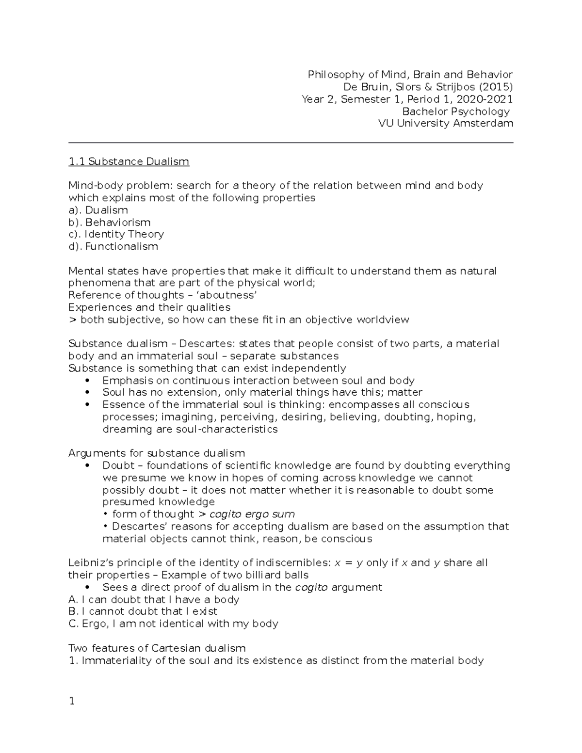 Very sad summary of C1 of the book for the Psychology/Philosophy course ...