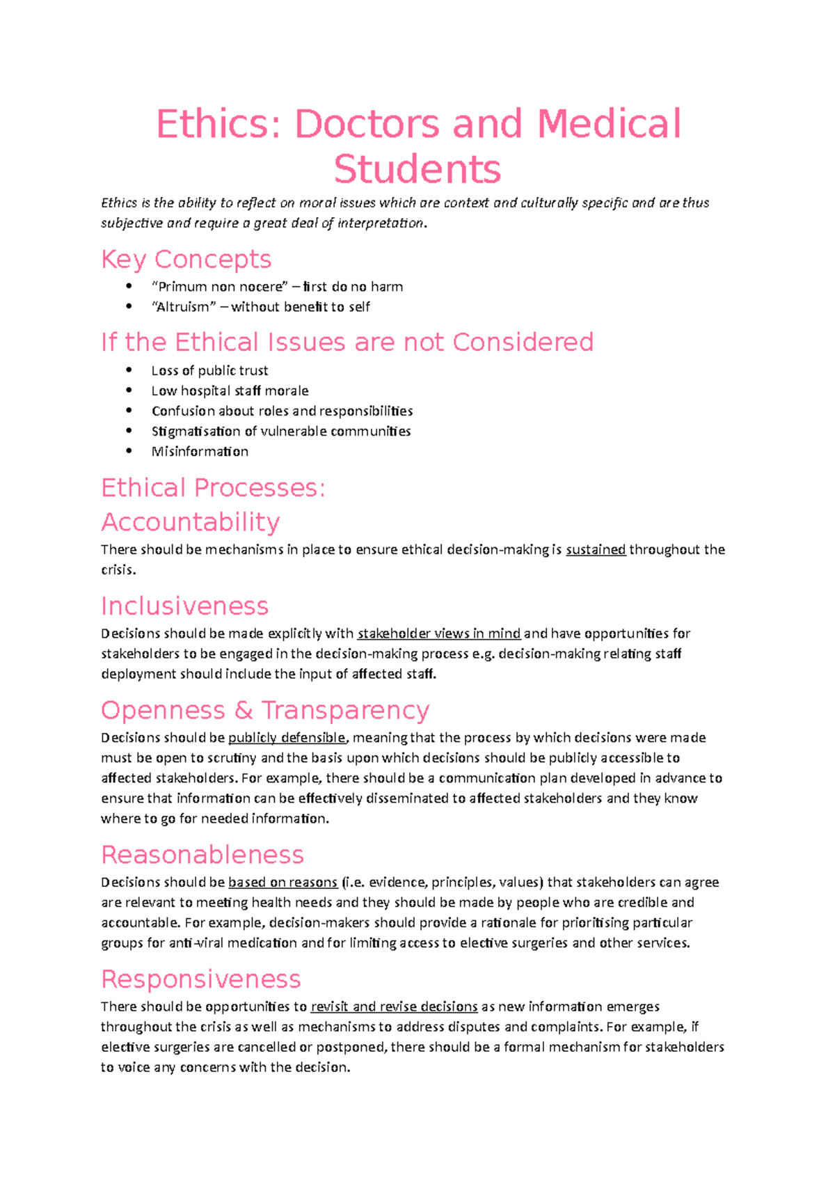 Ethics Doctors and Medical Students - Ethics: Doctors and Medical ...