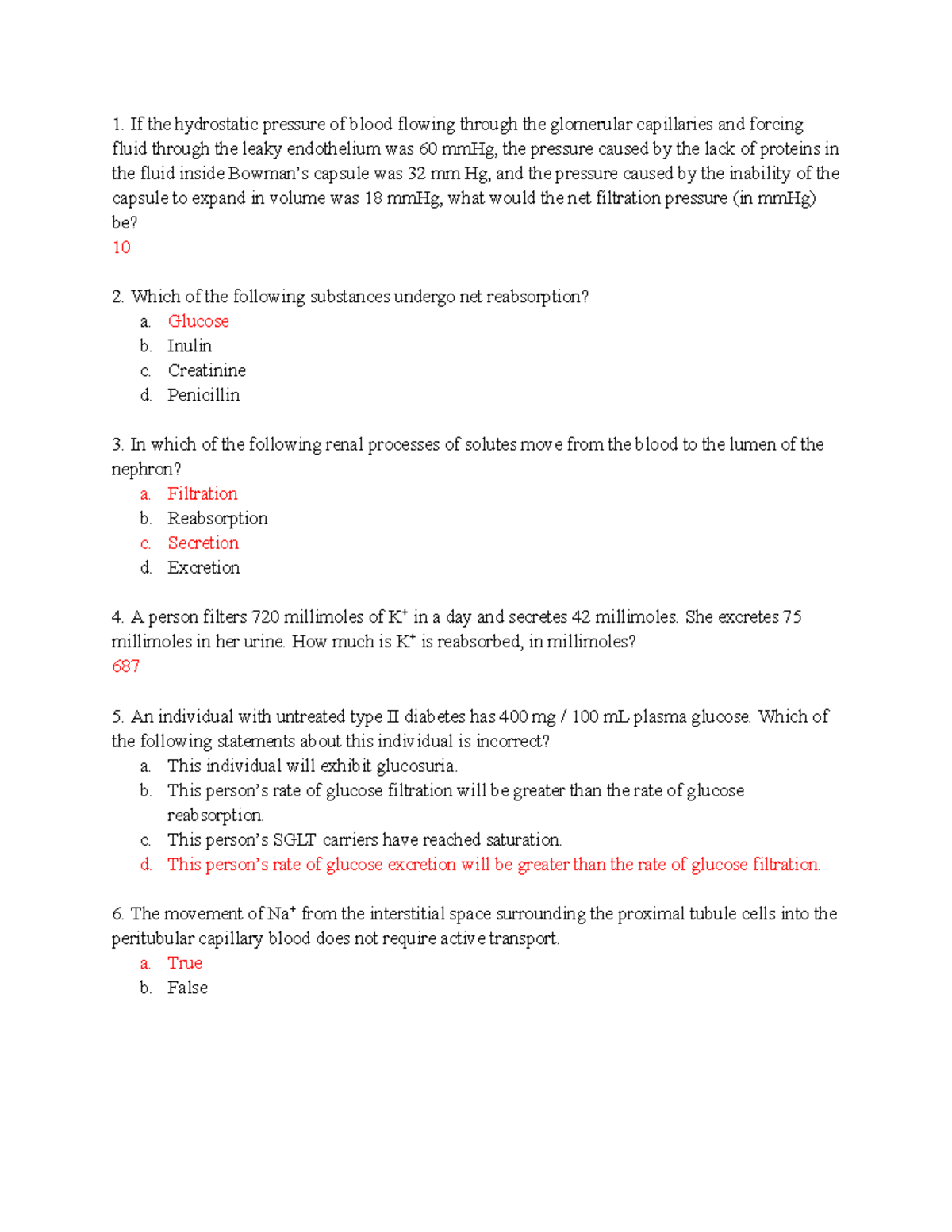 Learn - Module 10 - If the hydrostatic pressure of blood flowing through the glomerular ...