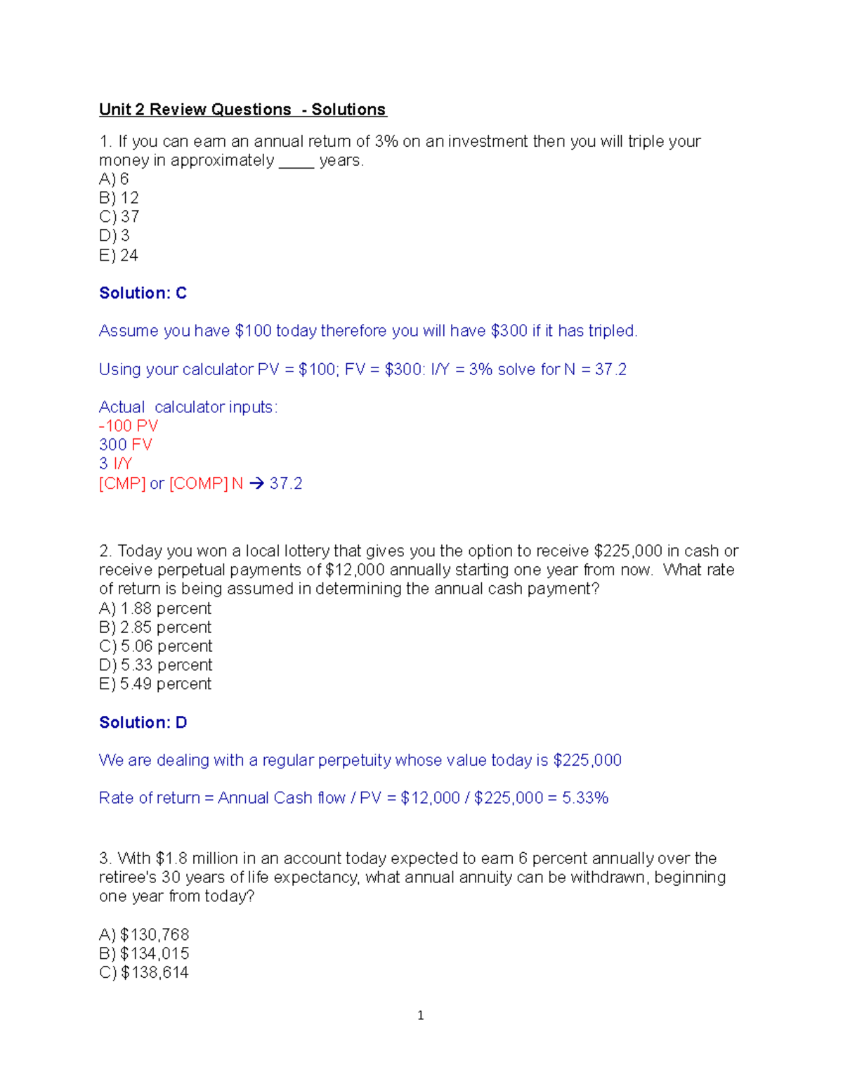 Unit 2 Review Questions - Solutions - Unit 2 Review Questions ...