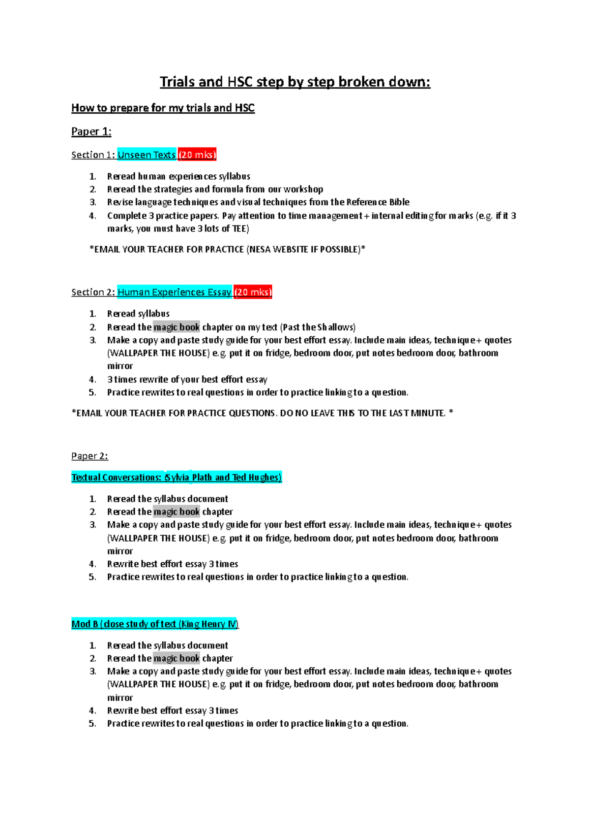 Trials and HSC step by step broken down copy - Trials and HSC step by ...