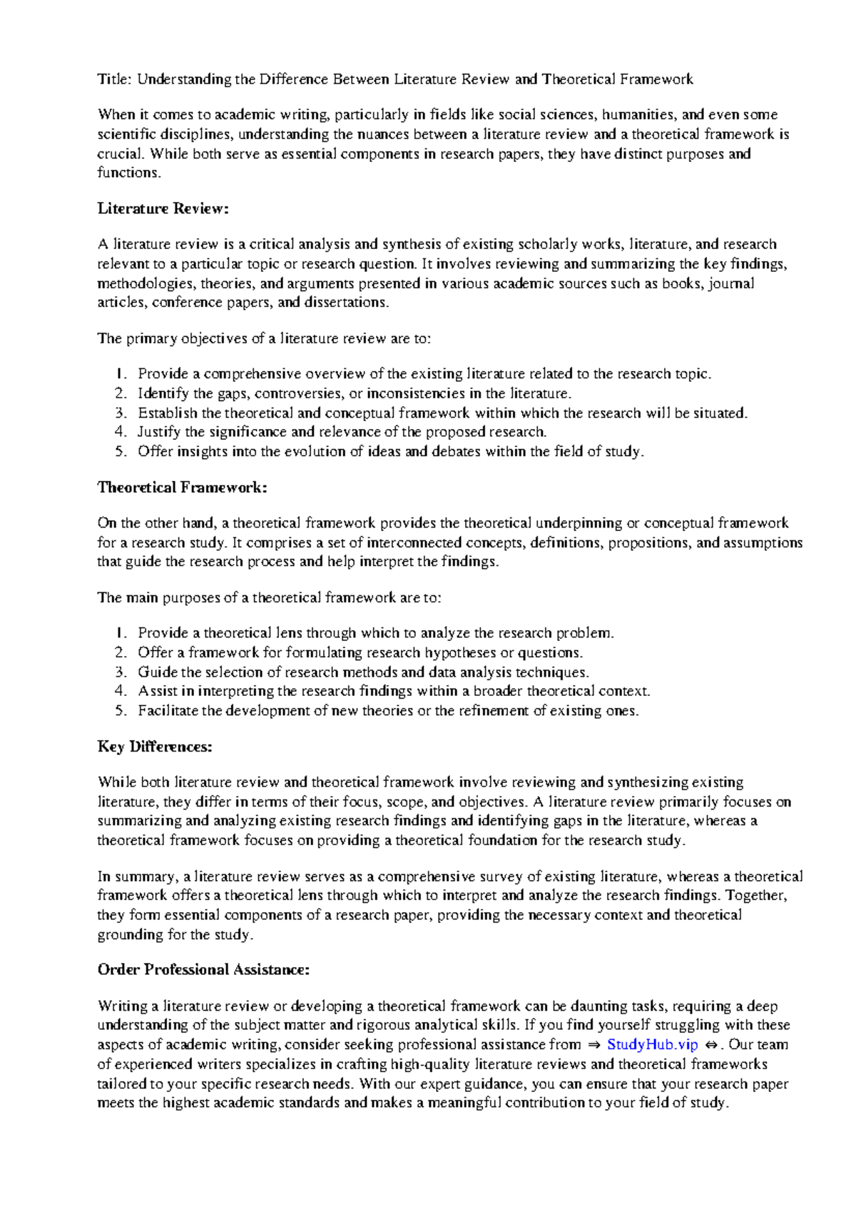 What Is The Difference Between Literature Review And Theoretical ...