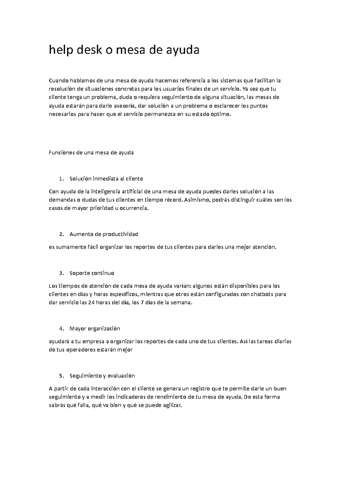 Help desk o mesa de ayuda - help desk o mesa de ayuda Cuando hablamos de una mesa de ayuda ...