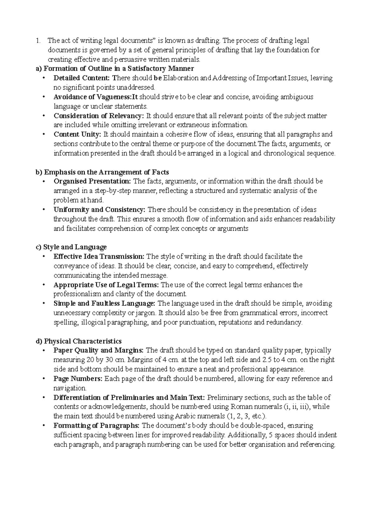 Drafting Answers - The act of writing legal documents” is known as ...