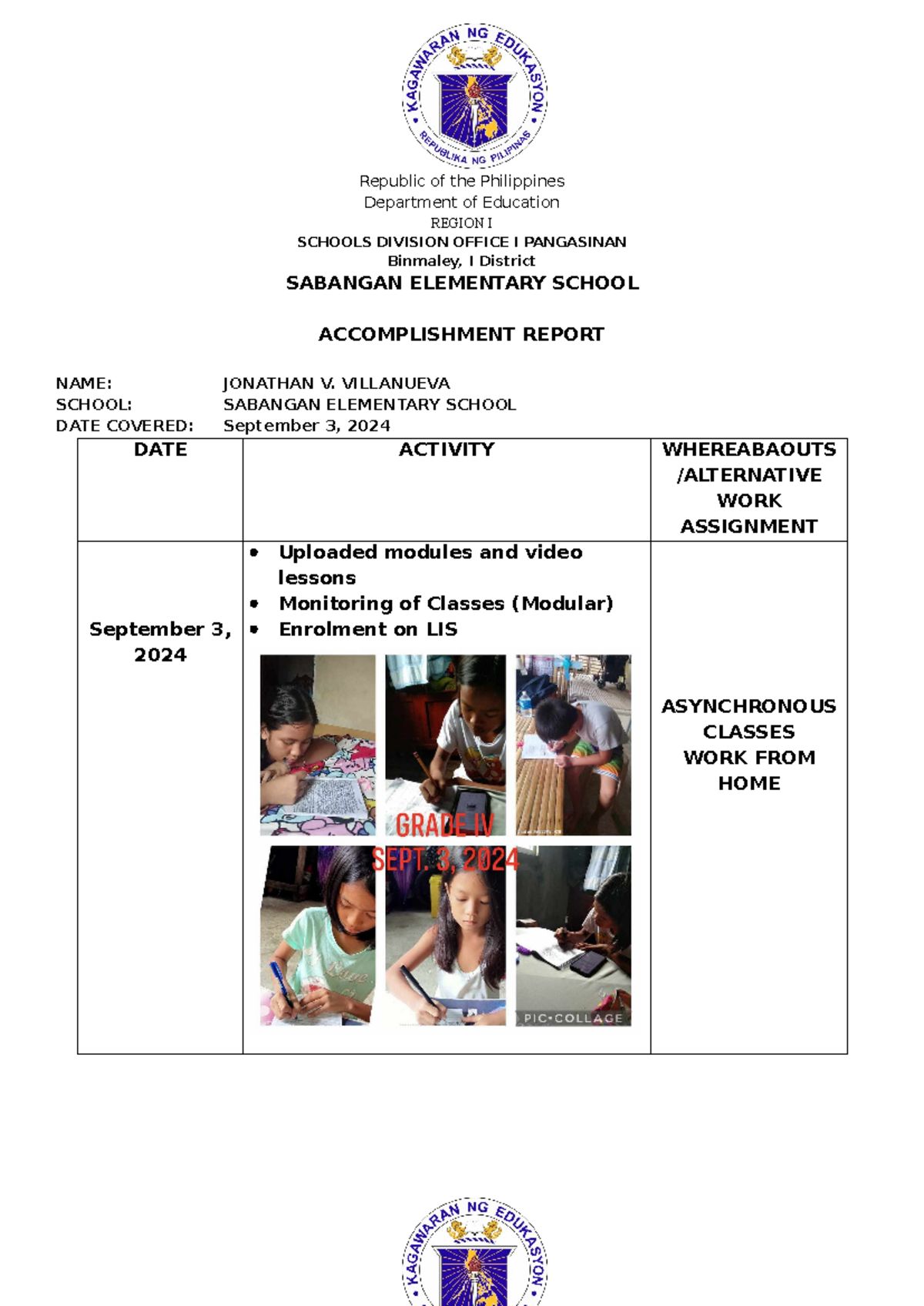 Asynchronous Report - none - Department of Education REGION I SCHOOLS ...