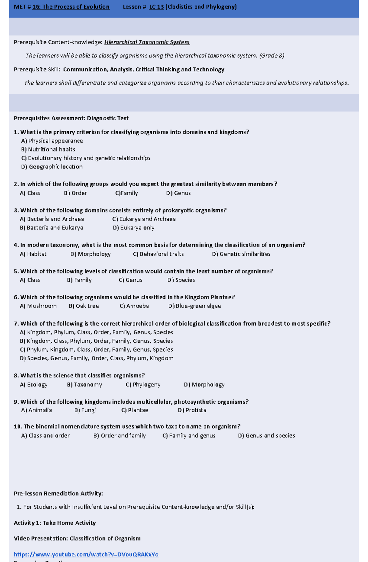 ATG Homeostasis Template - MET # 16: The Process of Evolution Lesson ...