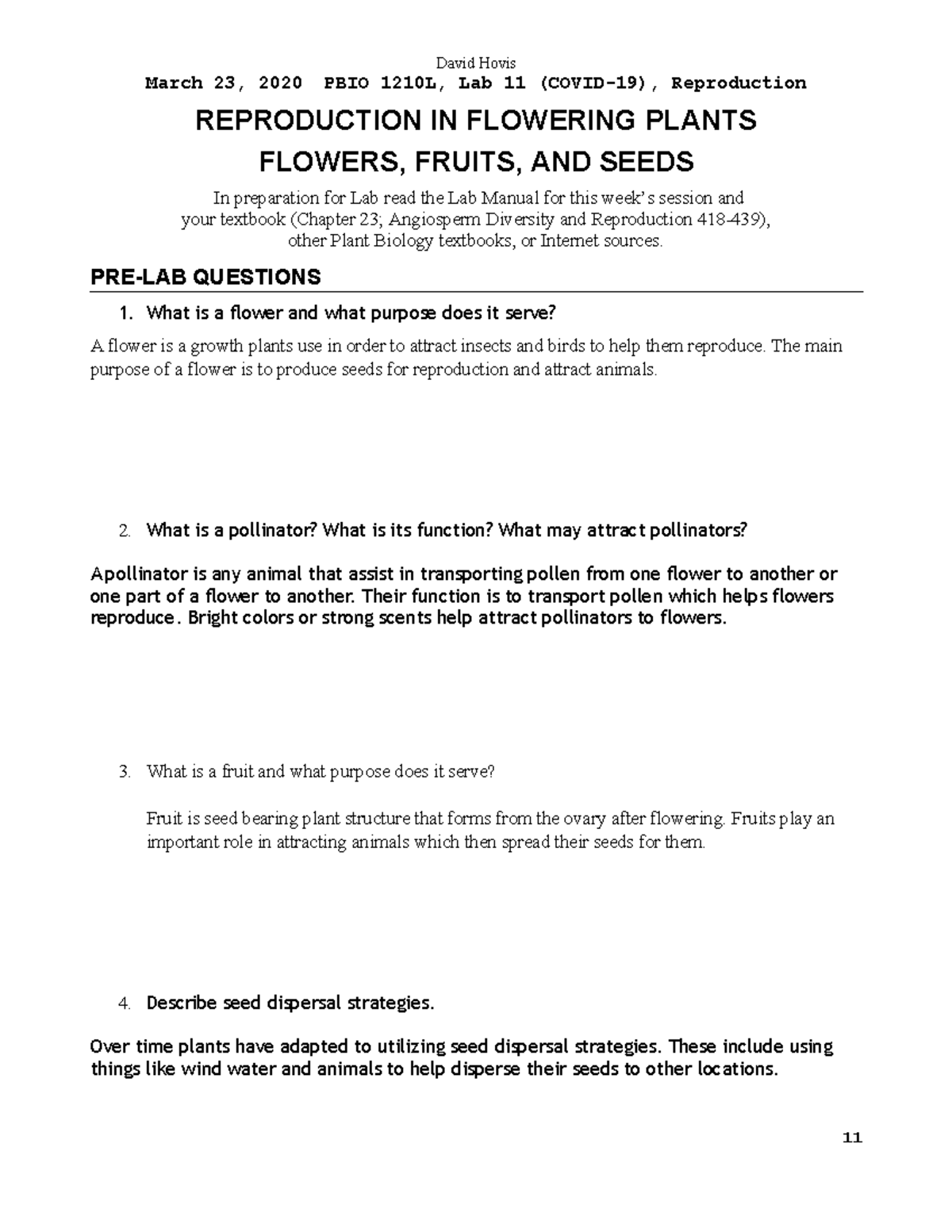 Lab 11 - Assignments Reproduction in Flowering Plants - March 23, 2020 ...