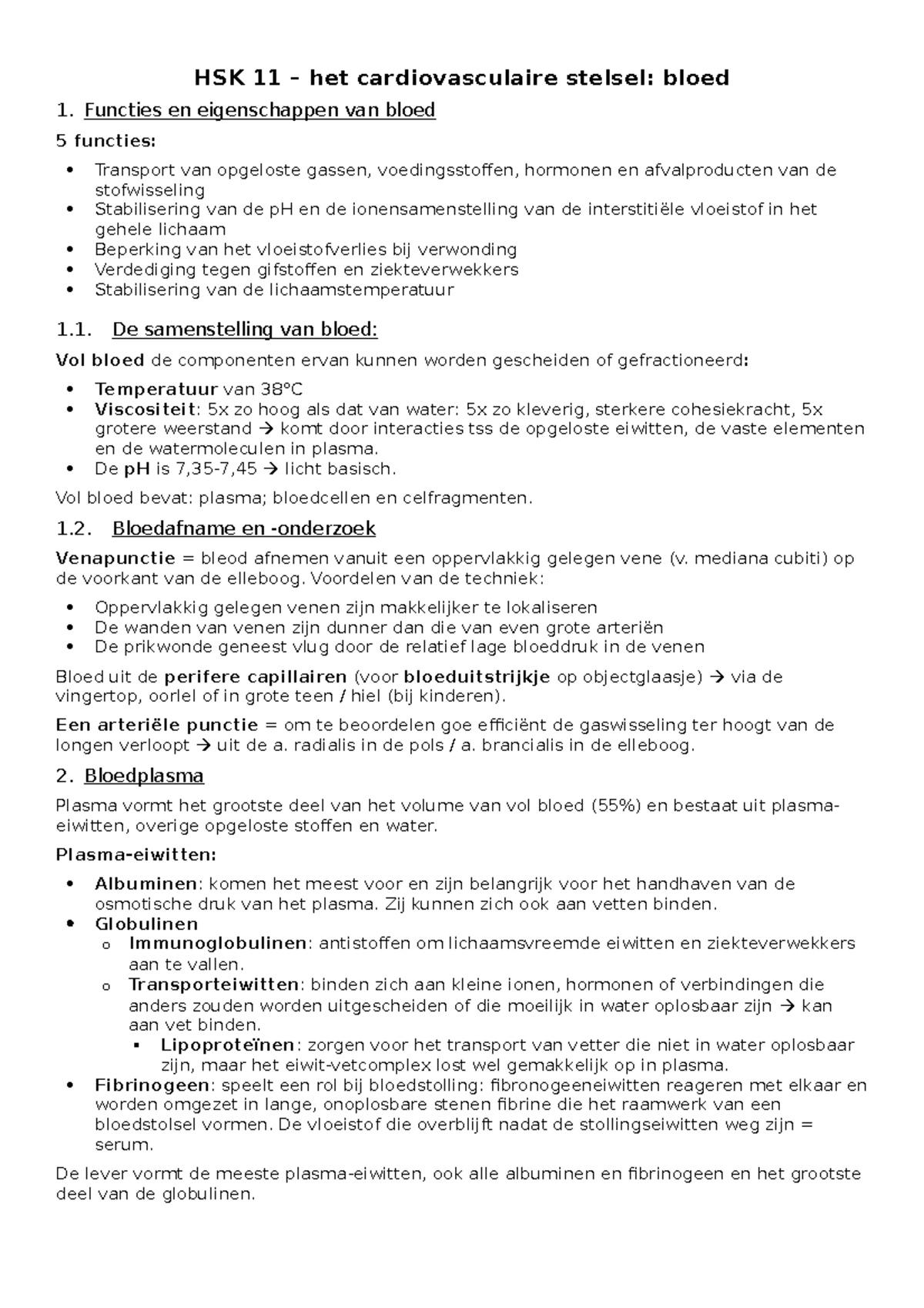 SV HSK 11 - het cardiovaculaire stelsel - bloed - HSK 11 – het ...