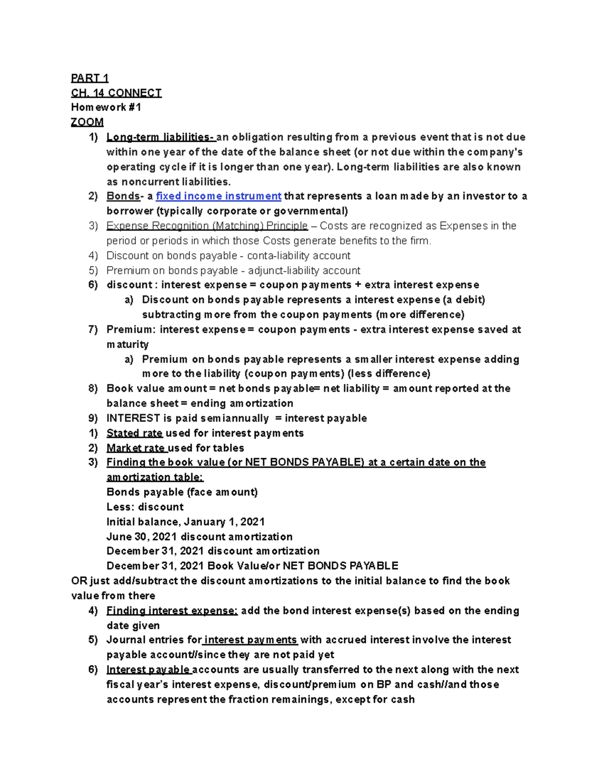 ACCP 372 Midterm 1 Cheat Sheet CH. 14 - PART 1 CH. 14 CONNECT Homework # ZOOM 1) Long-term - Studocu