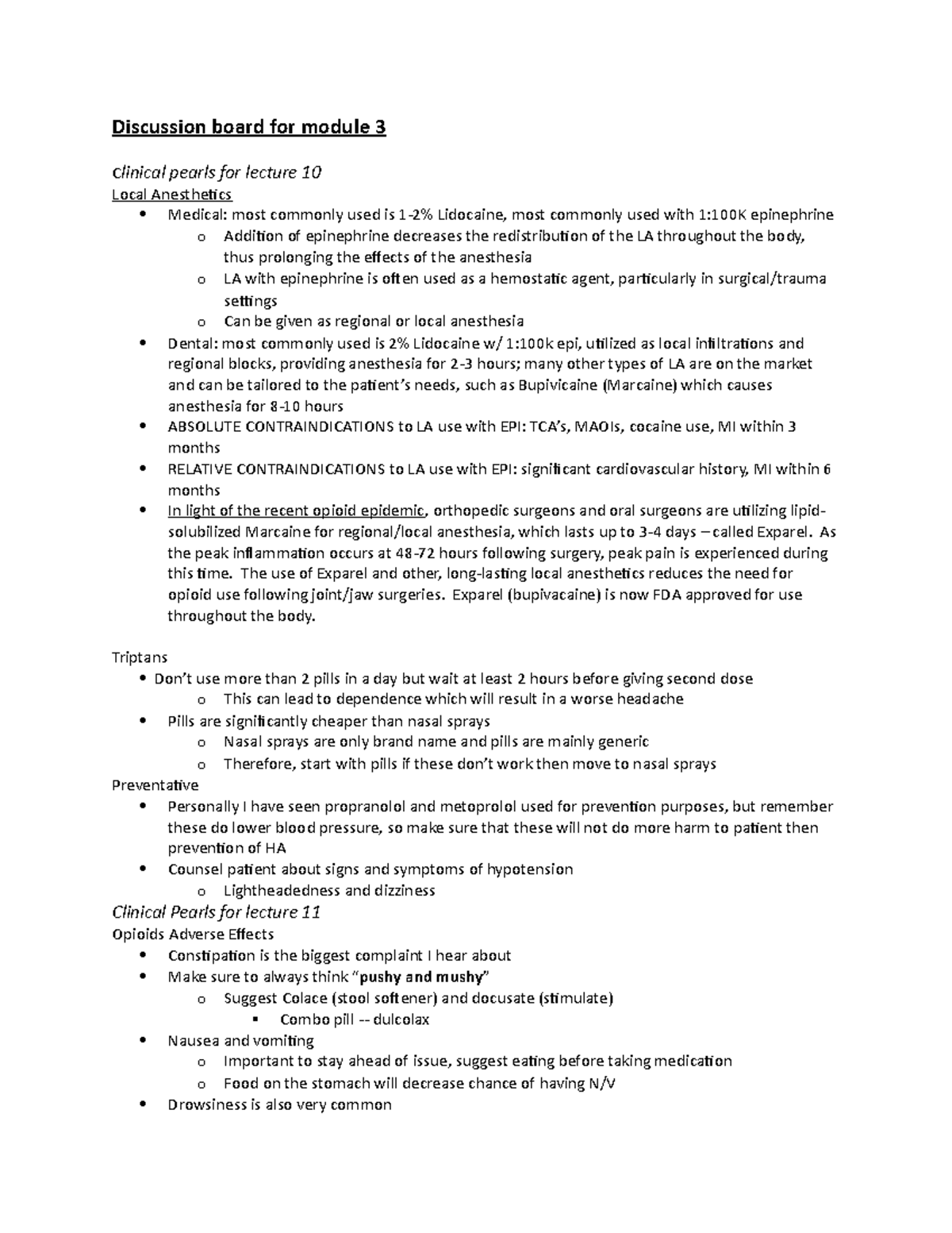 Clinical Pearls Module 3 - Discussion board for module 3 Clinical ...
