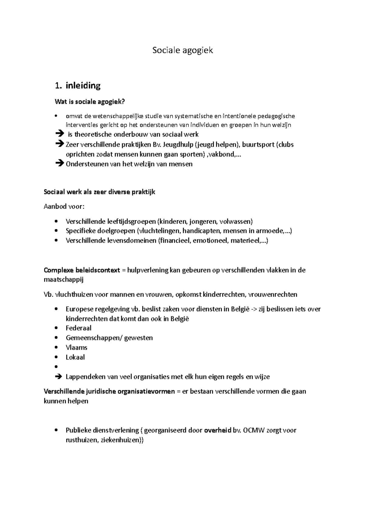 Sociale agogiek - van de eerste 5 lessen - Sociale agogiek 1. inleiding ...