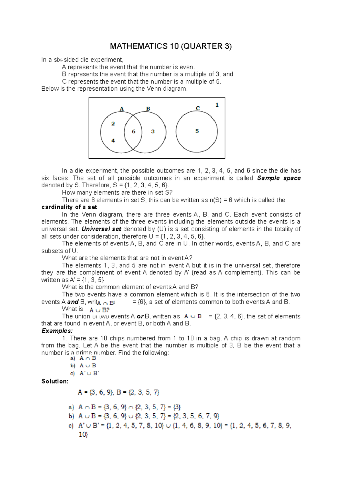 Mathematics module for grade 10 students - MATHEMATICS 10 (QUARTER 3 ...