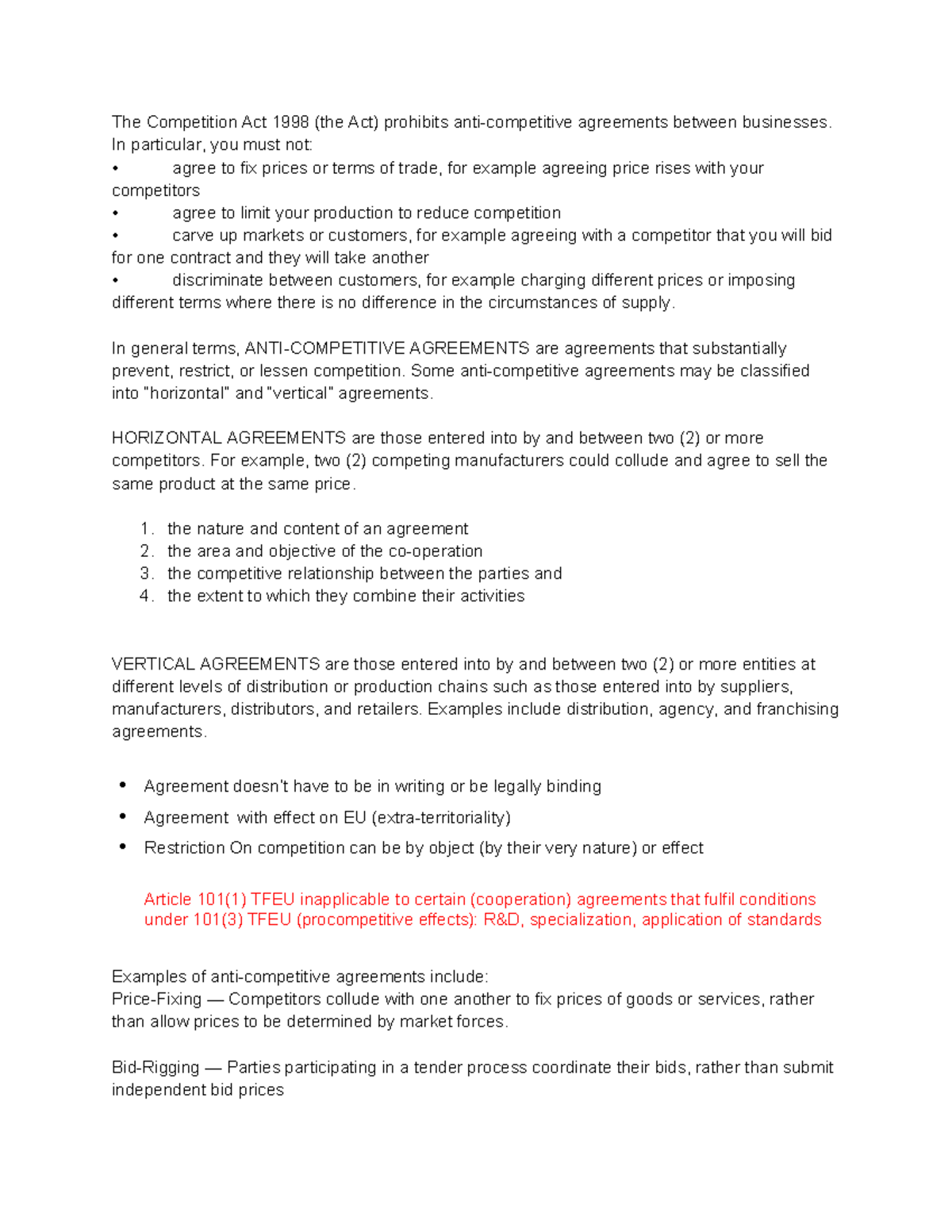 Intt442 Lecture Notes - The Competition Act 1998 (the Act) prohibits ...