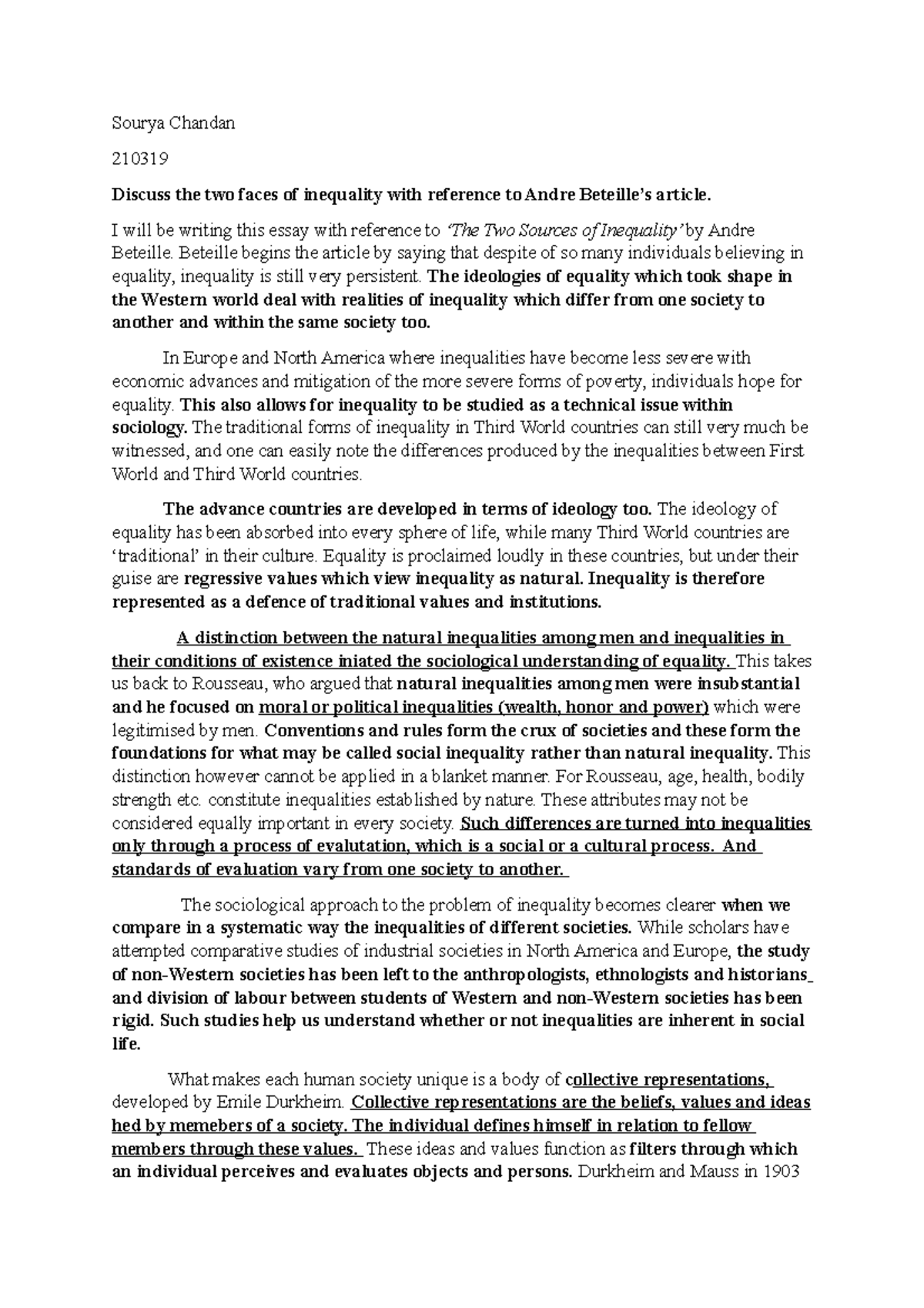 Two Faces of Inequality - Sourya Chandan 210319 Discuss the two faces ...