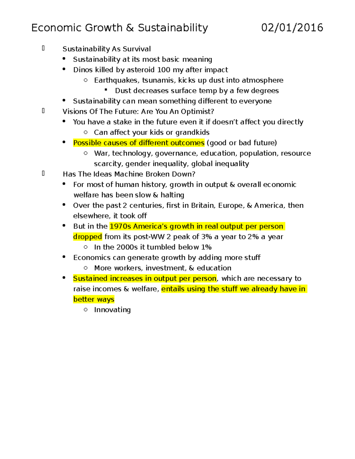 Economic Growth & Sustainability - o No substitutes 2 Types Of Scarcity ...