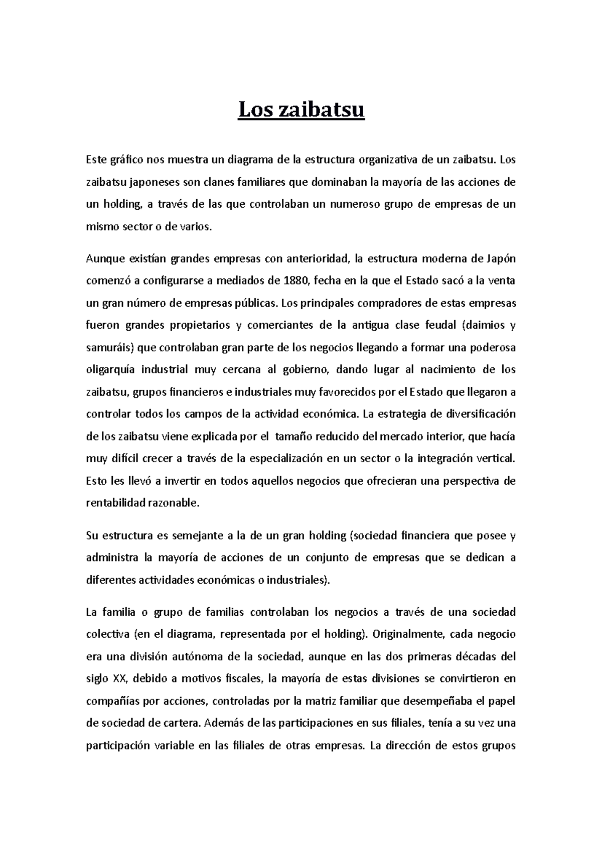 Los zaibatsu - Los zaibatsu Este gráfico nos muestra un diagrama de la ...