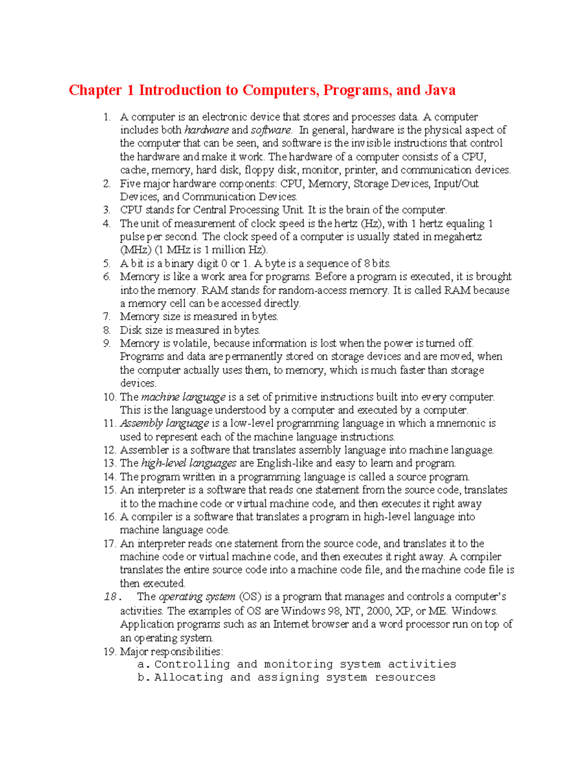 01review - fdvvvdcsefwgrebvfcdsxdefwgrbf v - Chapter 1 Introduction to Computers, Programs, and ...