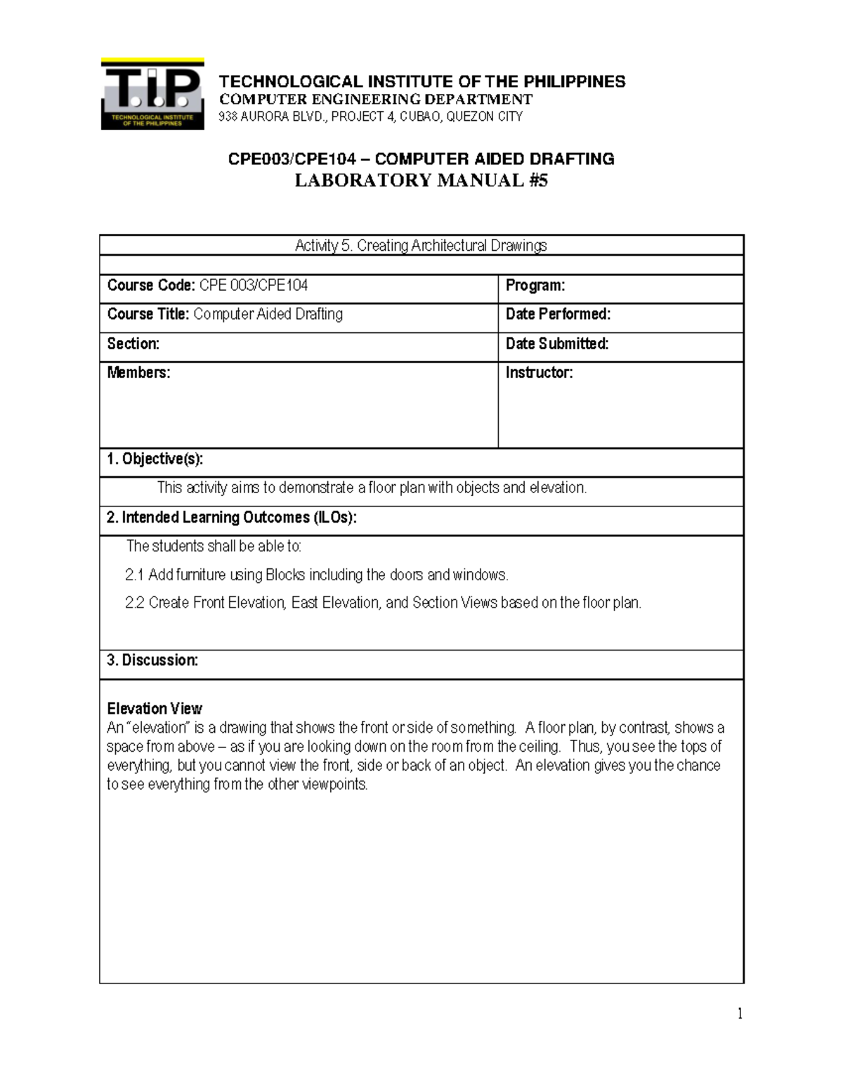 05 LAB Manual CPE003 CPE104 CAD (Canvas Version) - CPE003/CPE104 ...