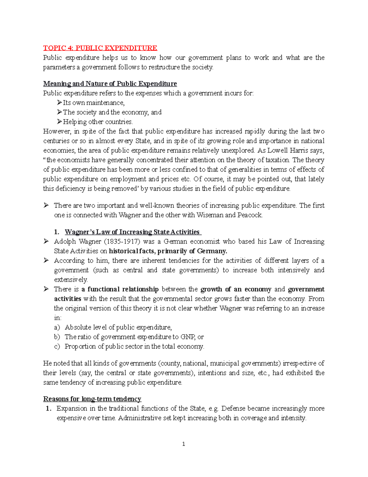 Public Expenditure - Business Managment - TOPIC 4: PUBLIC EXPENDITURE ...