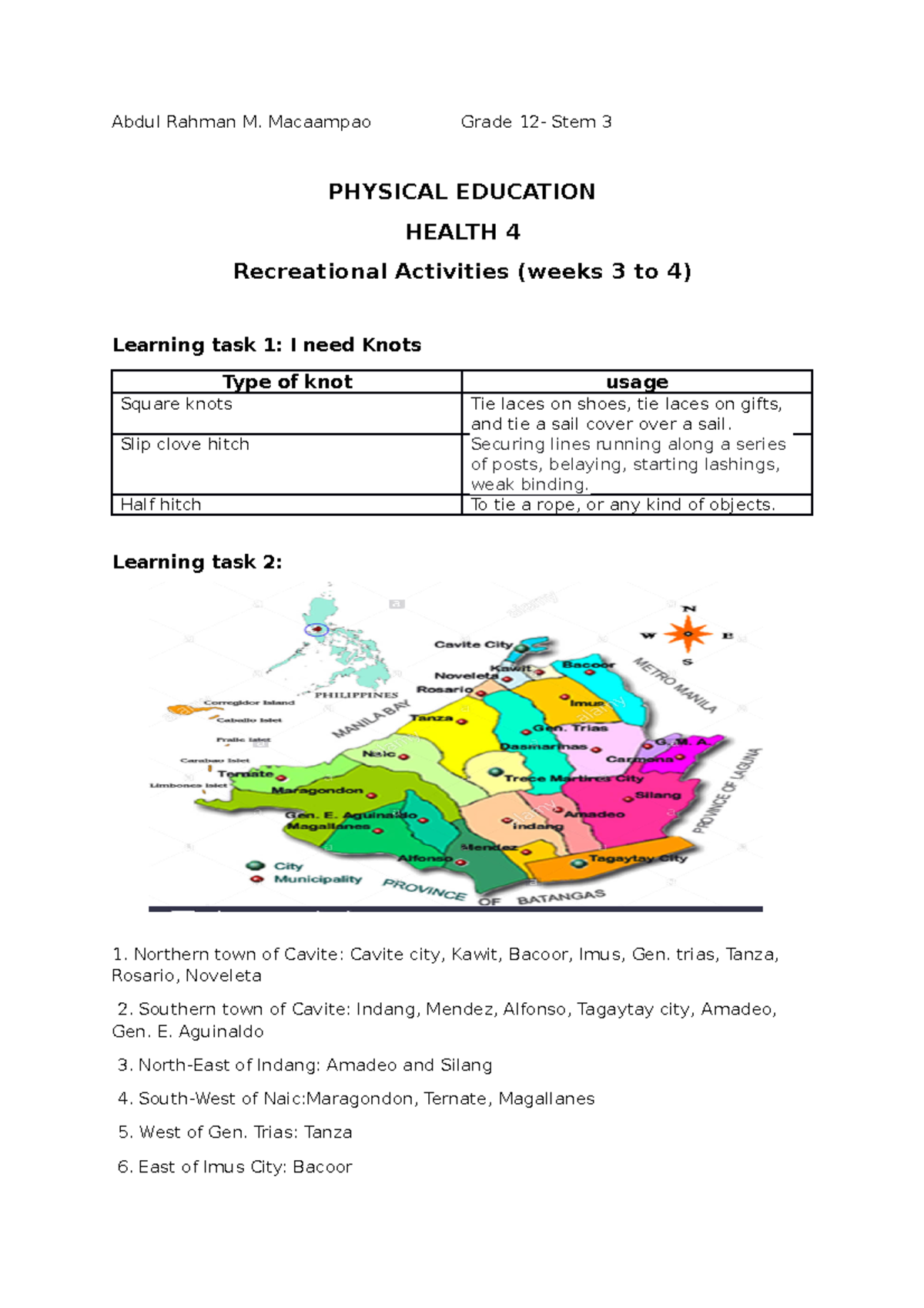 PEH Quarter 4 WEEK 3 TO 4(Autosaved) - Abdul Rahman M. Macaampao Grade ...