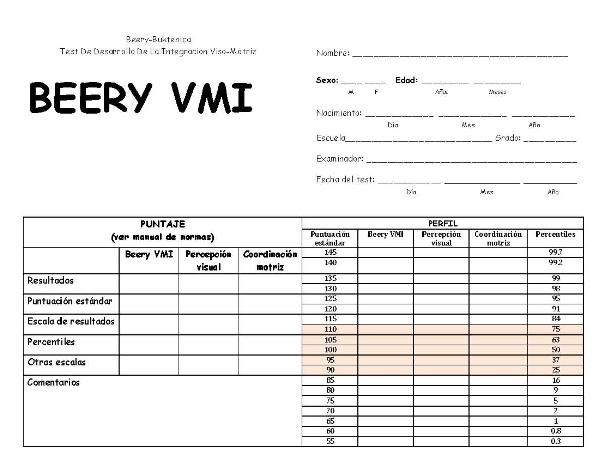 Vsip - vmi - Beery-Buktenica Test De Desarrollo De La Integracion Viso ...
