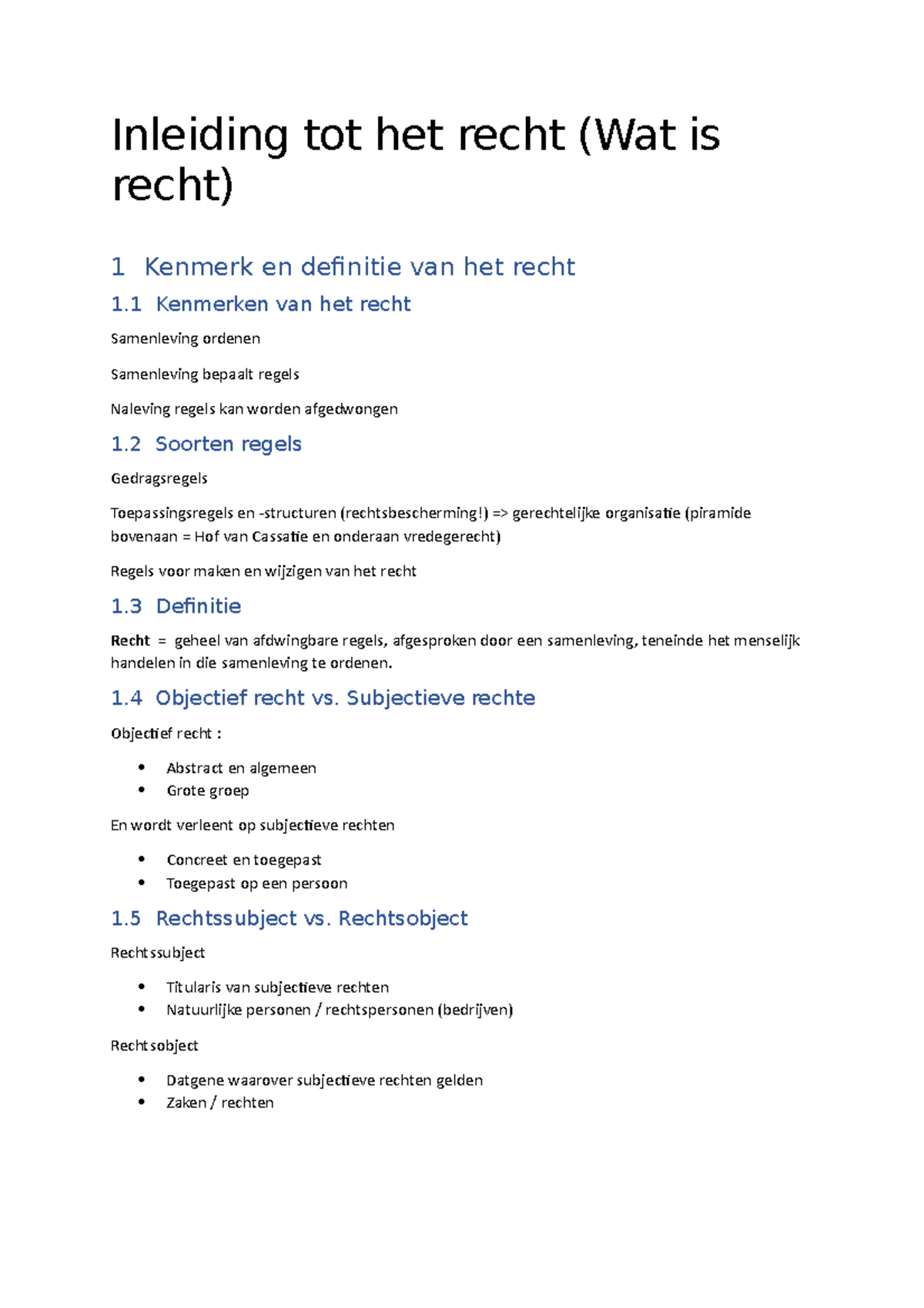 Inleiding tot recht ( Wat is recht) - Inleiding tot het recht (Wat is ...