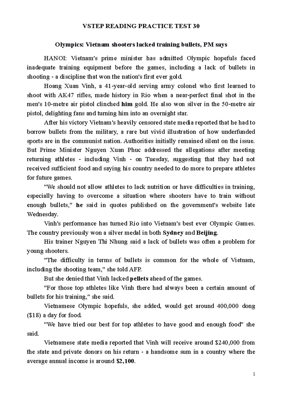 Vstep Reading Practice TEST 30 - VSTEP READING PRACTICE TEST 30 ...