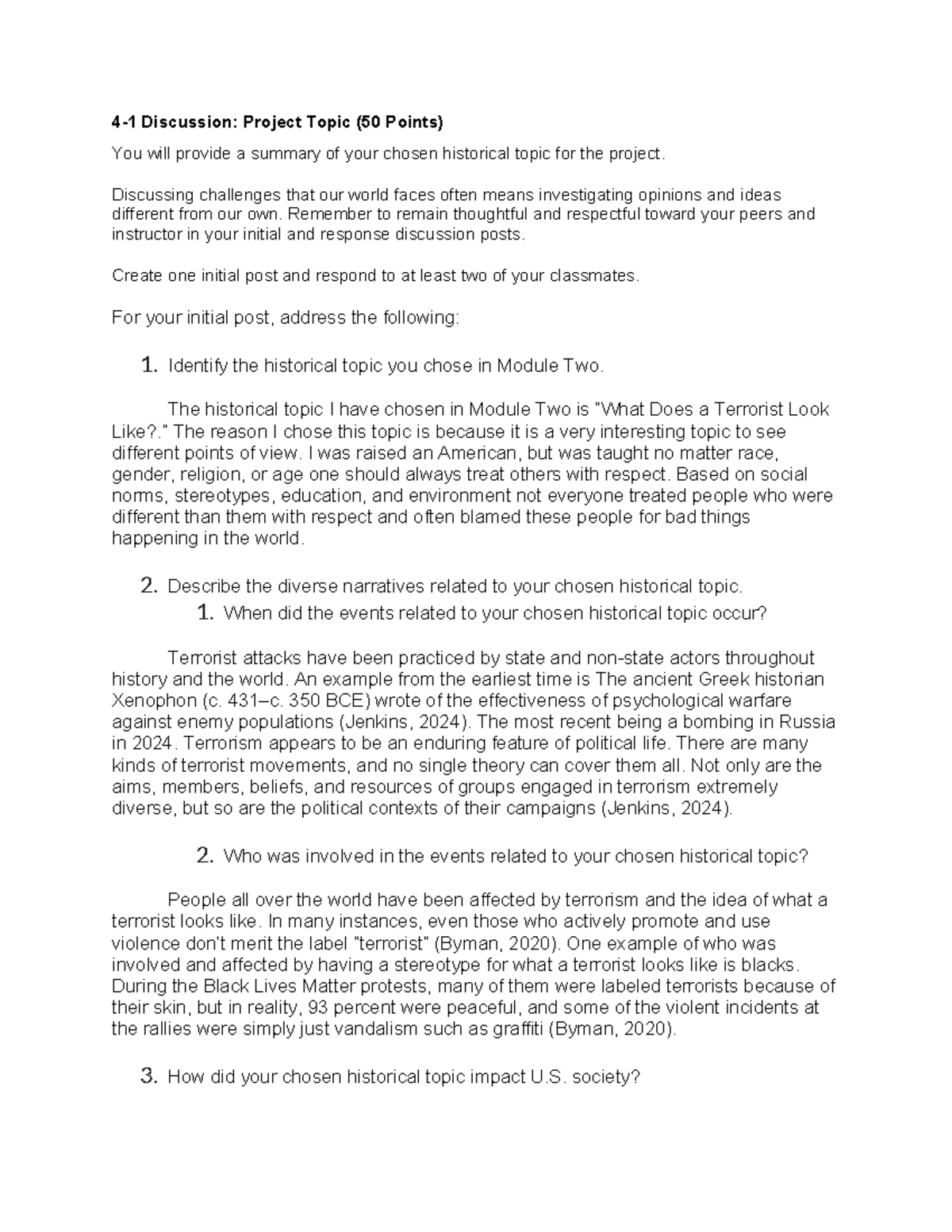 HIS-217 4-1 Discussion Project Topic - 4-1 Discussion: Project Topic ...