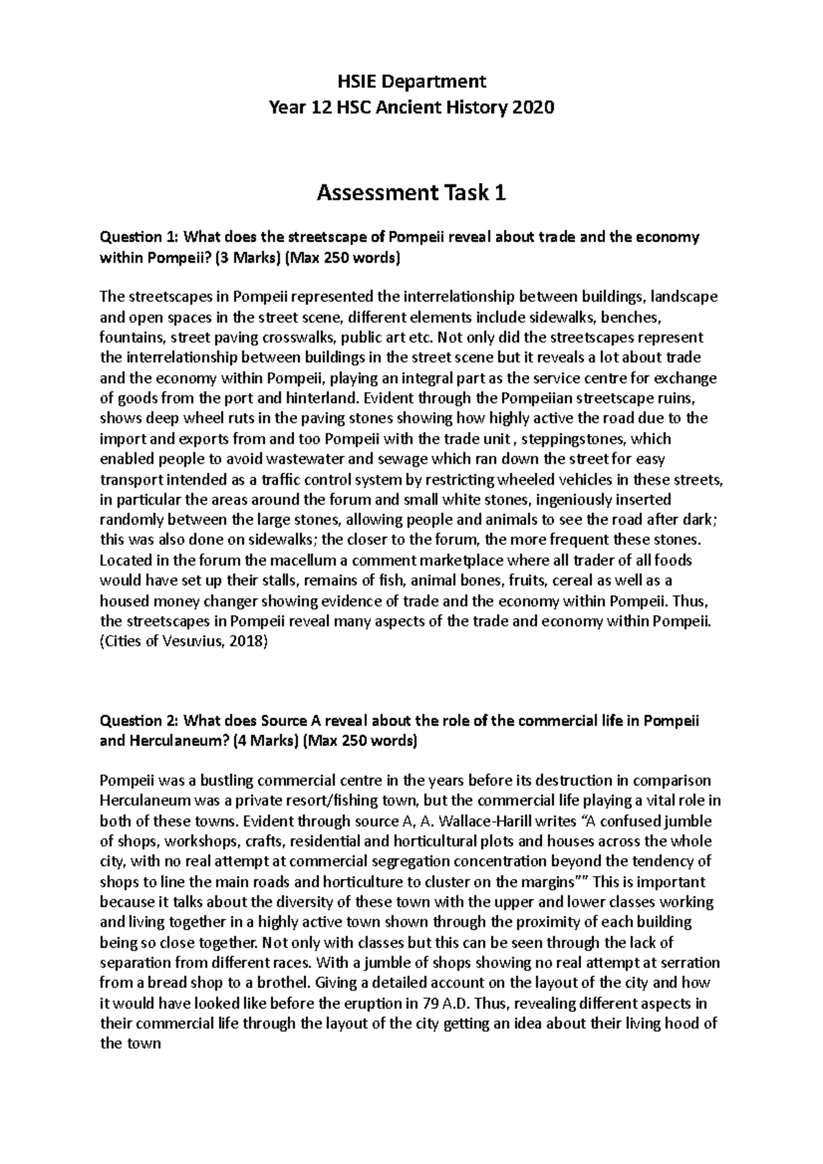 AH 1 - essay questions - Year 12 HSC Ancient History 2020 Assessment ...