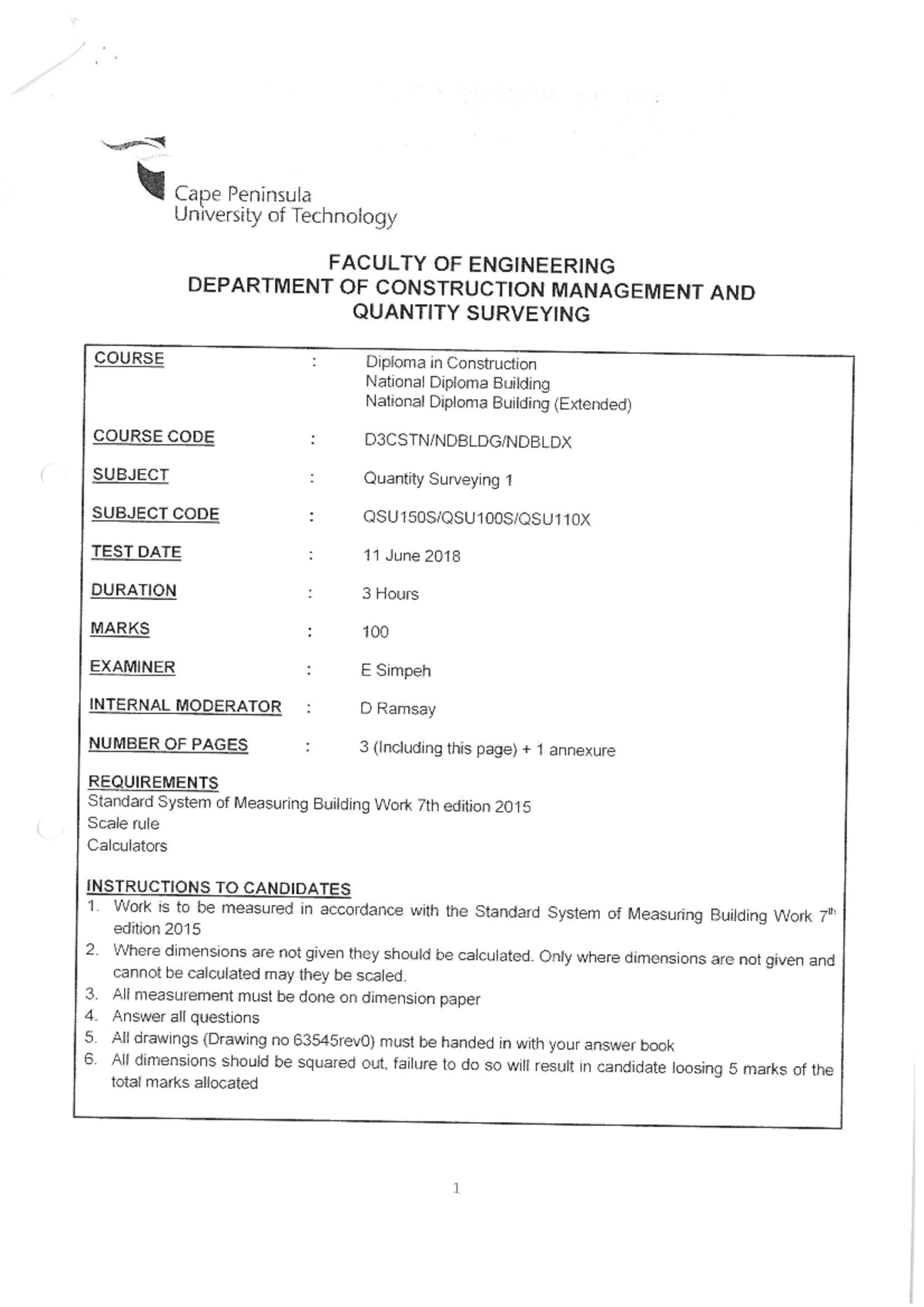 June 2018 - Question Paper - QSU150S - Studocu