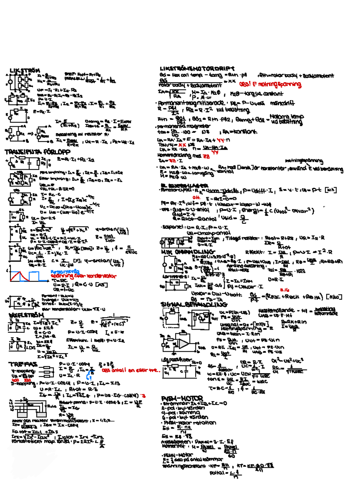Formelblad - Formelbad elektroteknik tenta. - LIKSTROMSMOTORDRIF ...