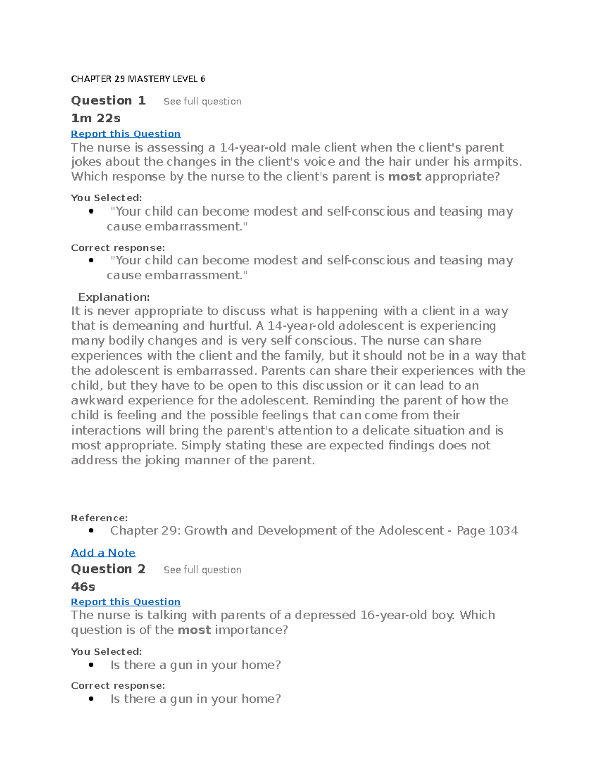 Chapter 29 Mastery Level 6 - CHAPTER 29 MASTERY LEVEL 6 Question 1 See ...