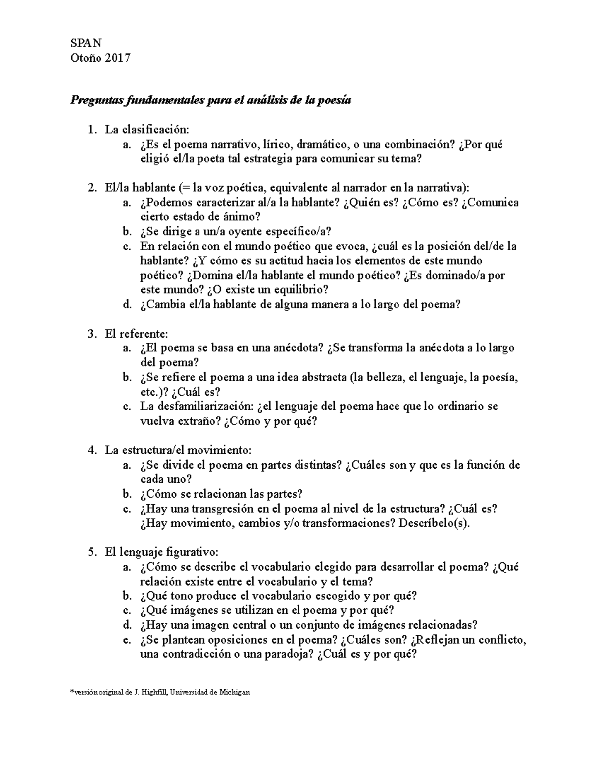 SPAN - Preguntas fundamentales para el análisis de la poesía - SPAN ...