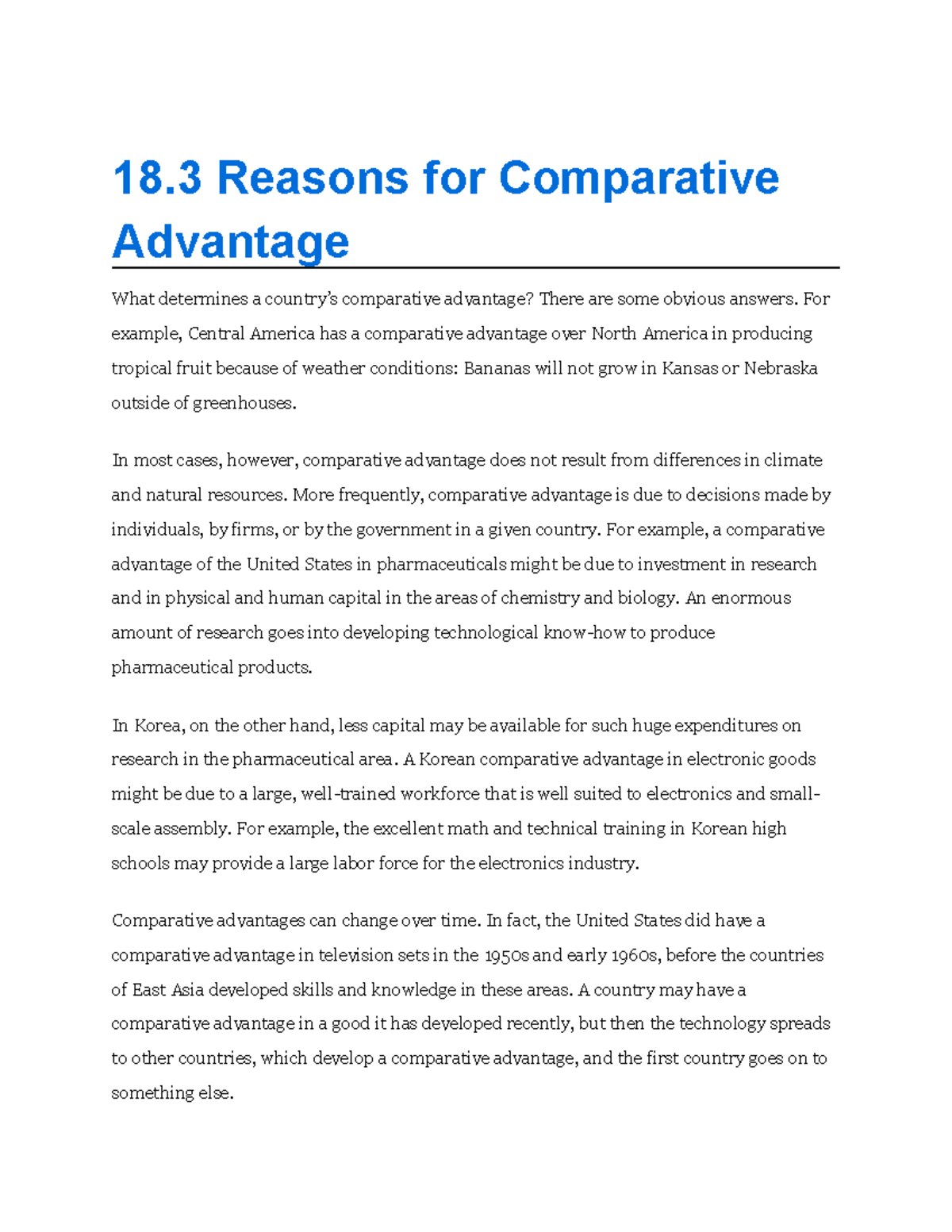 Chapter 18.3 Lecture Notes - 18 Reasons for Comparative Advantage What ...
