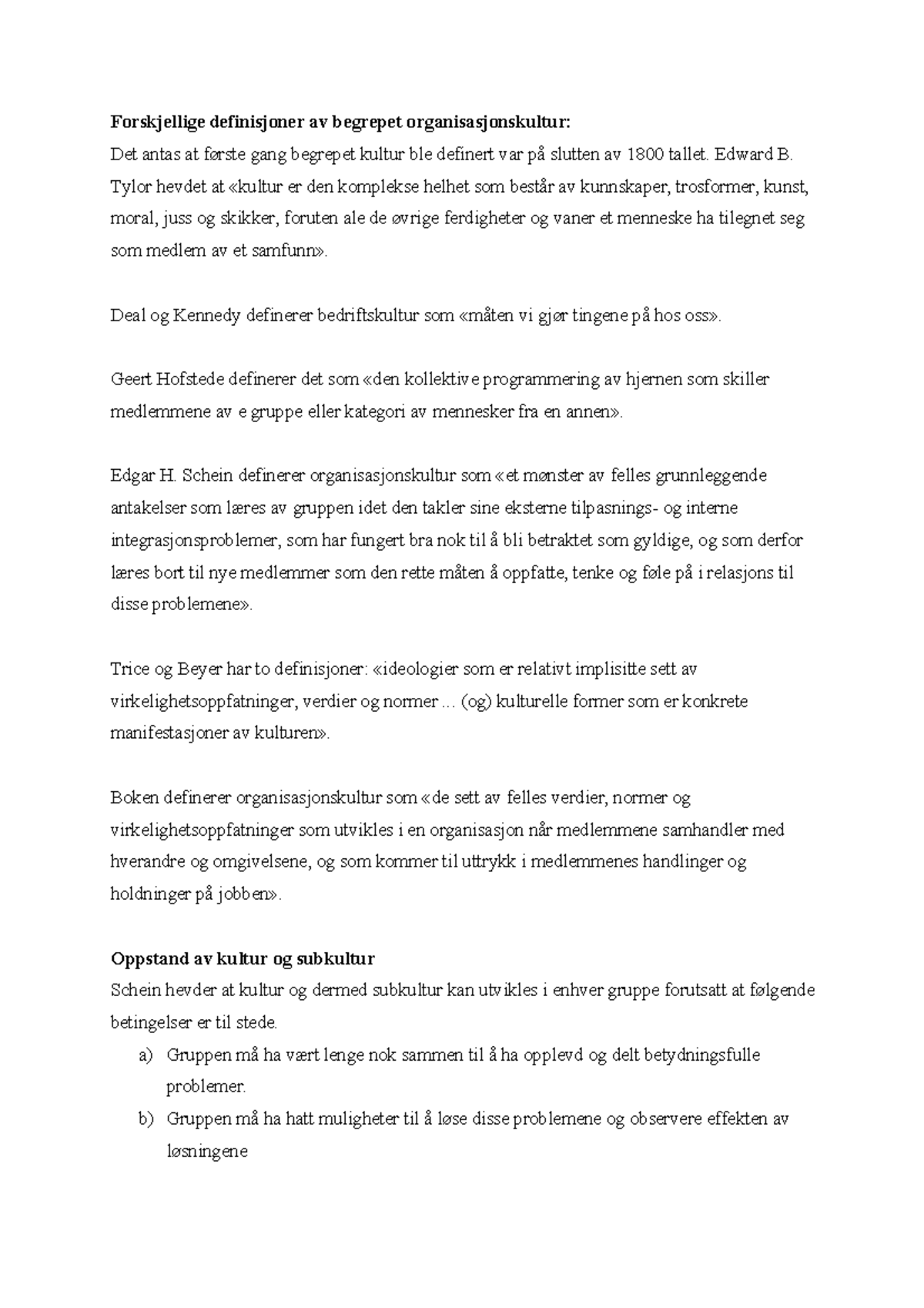 Organisasjon og ledelse kapittel 14 - Forskjellige definisjoner av ...