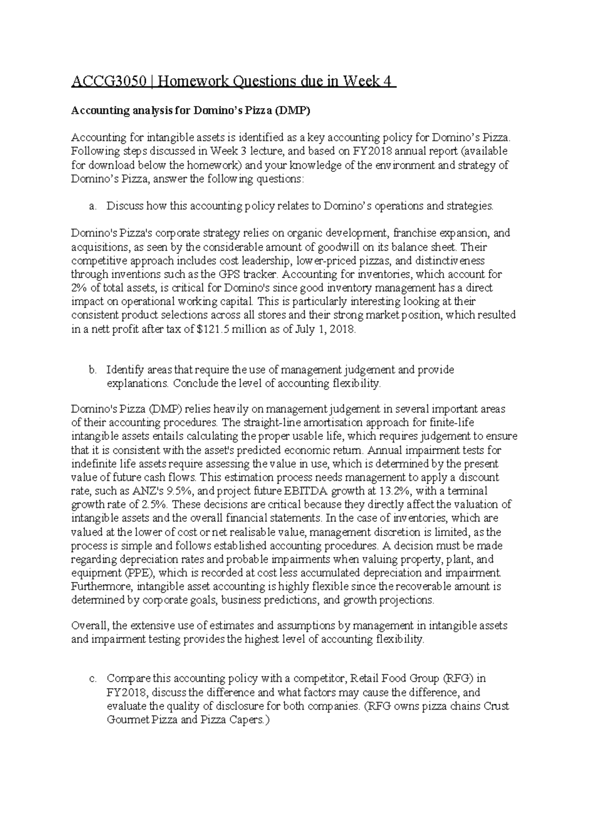 ACCG3050 Week 4 - homework week 4 - ACCG3050 | Homework Questions due ...