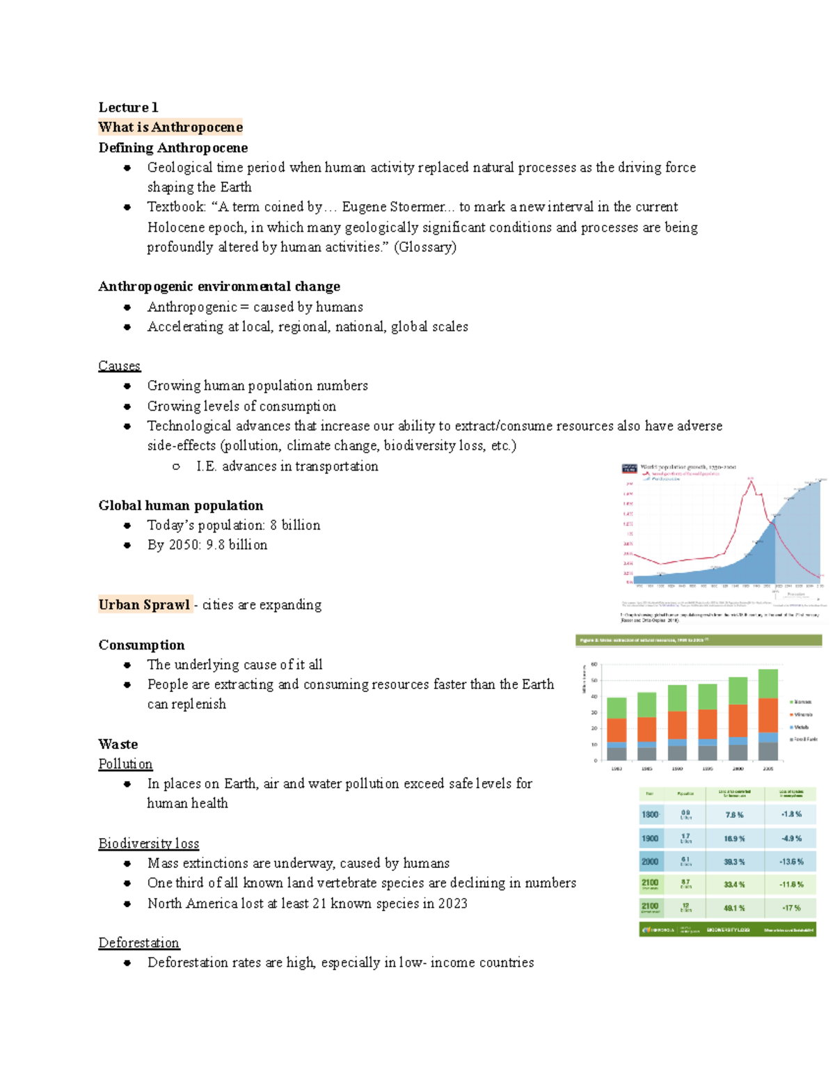 Week 1 - notes 1 - Lecture 1 What is Anthropocene Defining Anthropocene ...