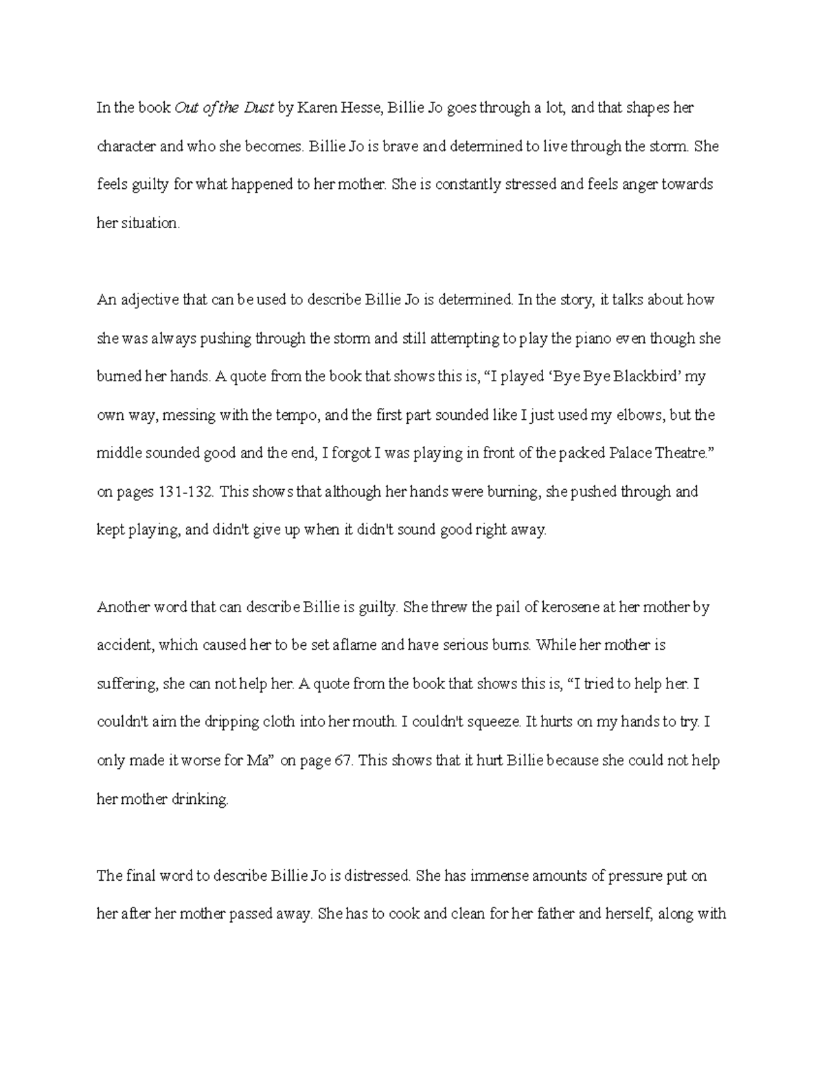 Out of the Dust by Karen Hesse Summary - In the book Out of the Dust by ...