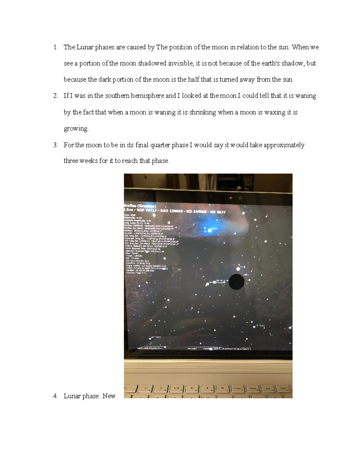 Phases of the Moon Lab - Lab - The Lunar phases are caused by The ...