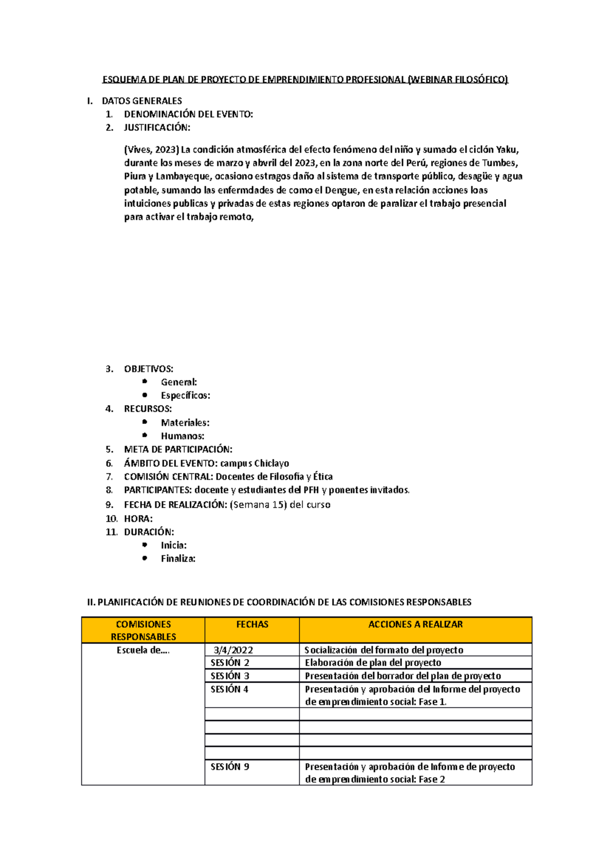 Formato PARA Proyecto DE Emprendimiento Profesional 3 - ESQUEMA DE PLAN ...