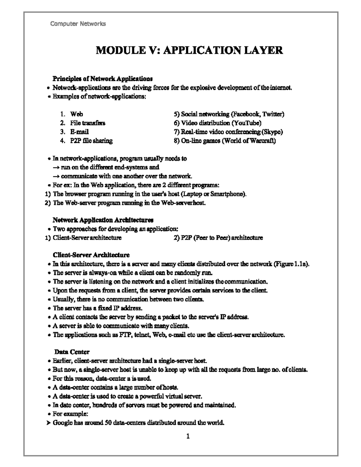 Notes module 5 - 2.1 TRANSPORT SERVICE AVAILABLE TO APPLICATIONS What ...