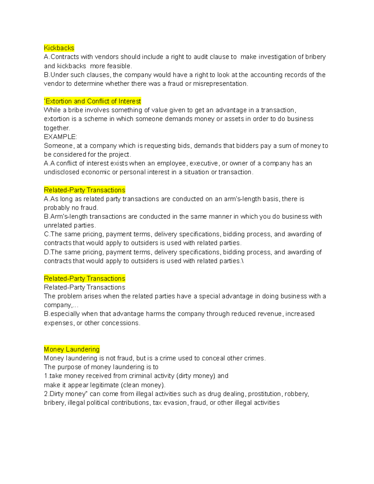 Css 422 Chapter 10 Part 2 Kickbacks A With Vendors Should Include A Right To Audit Clause To