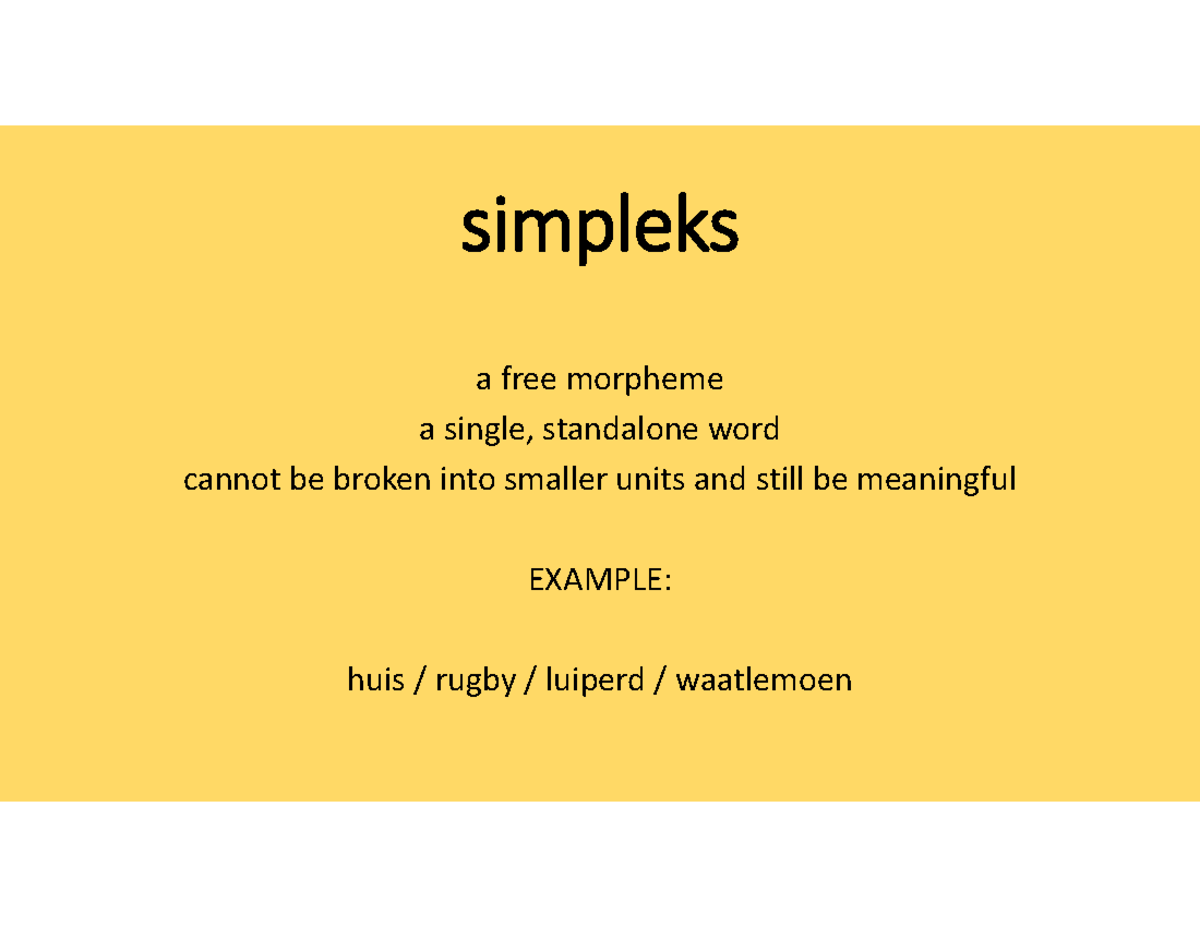 Flitskaarte English - afrikaans definisies - simpleks a free morpheme a ...