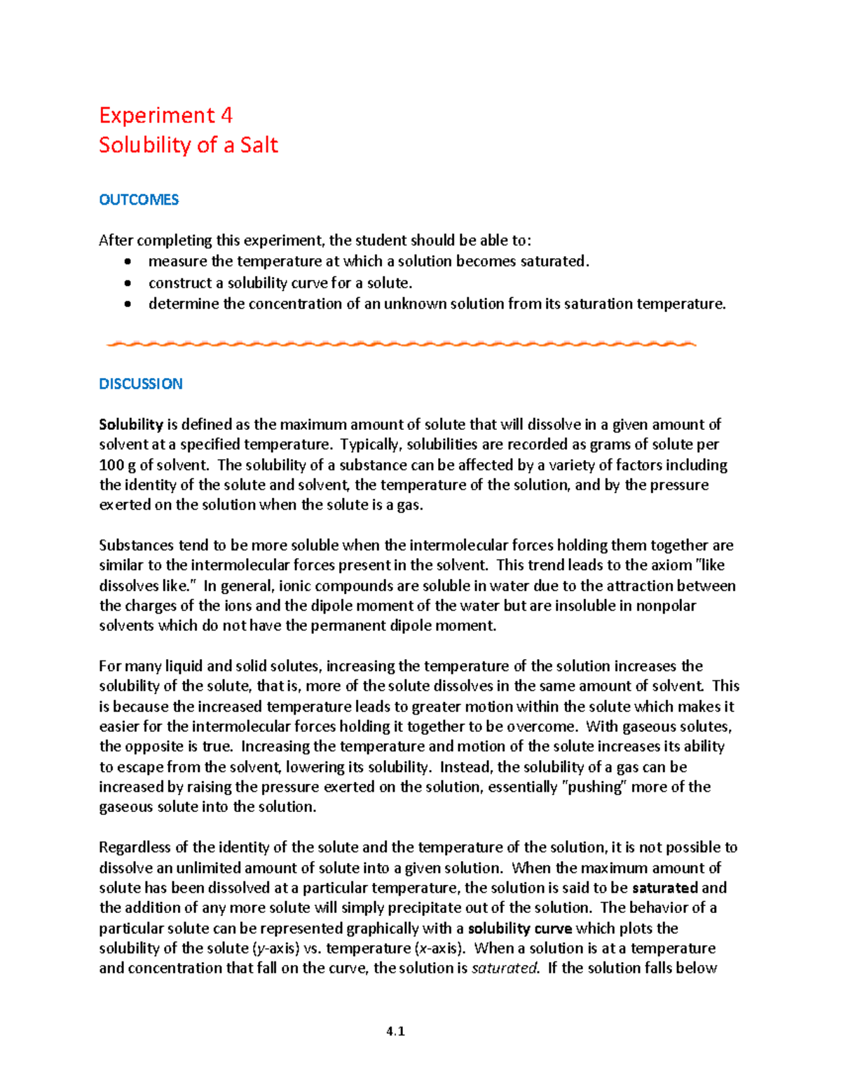 Solubility Curves-S13 - Experiment 4 Solubility of a Salt OUTCOMES ...